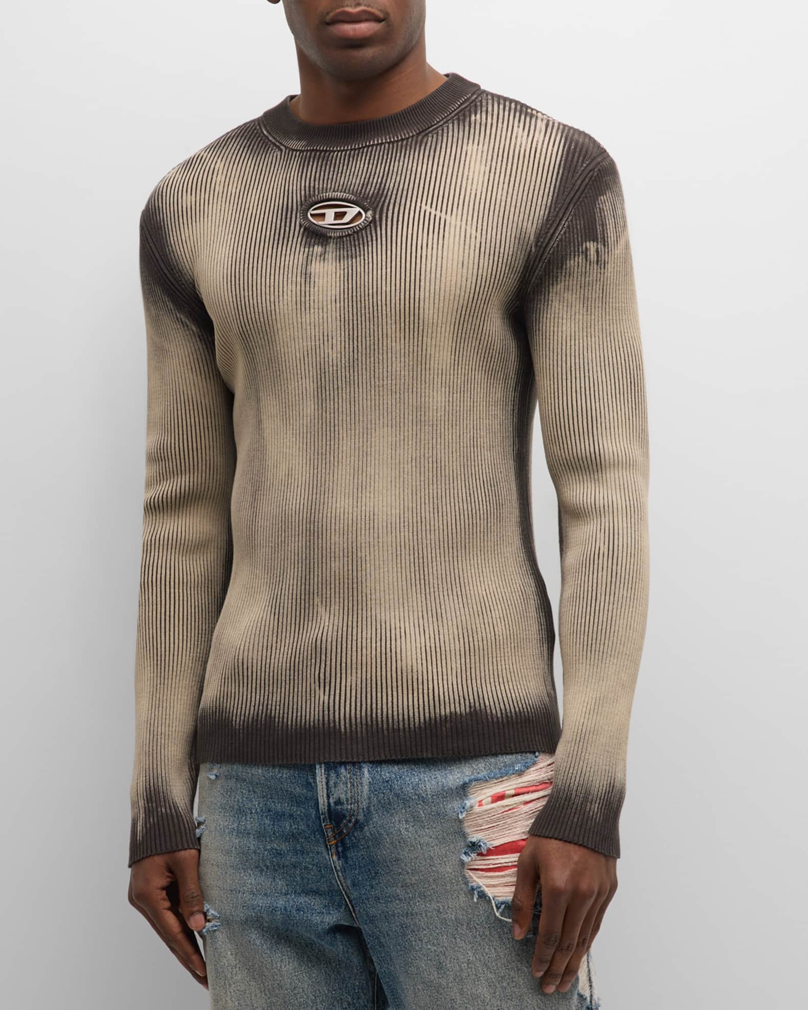 Diesel Men's K-Darin Ribbed Sweater with Distressed Effect | Neiman Marcus