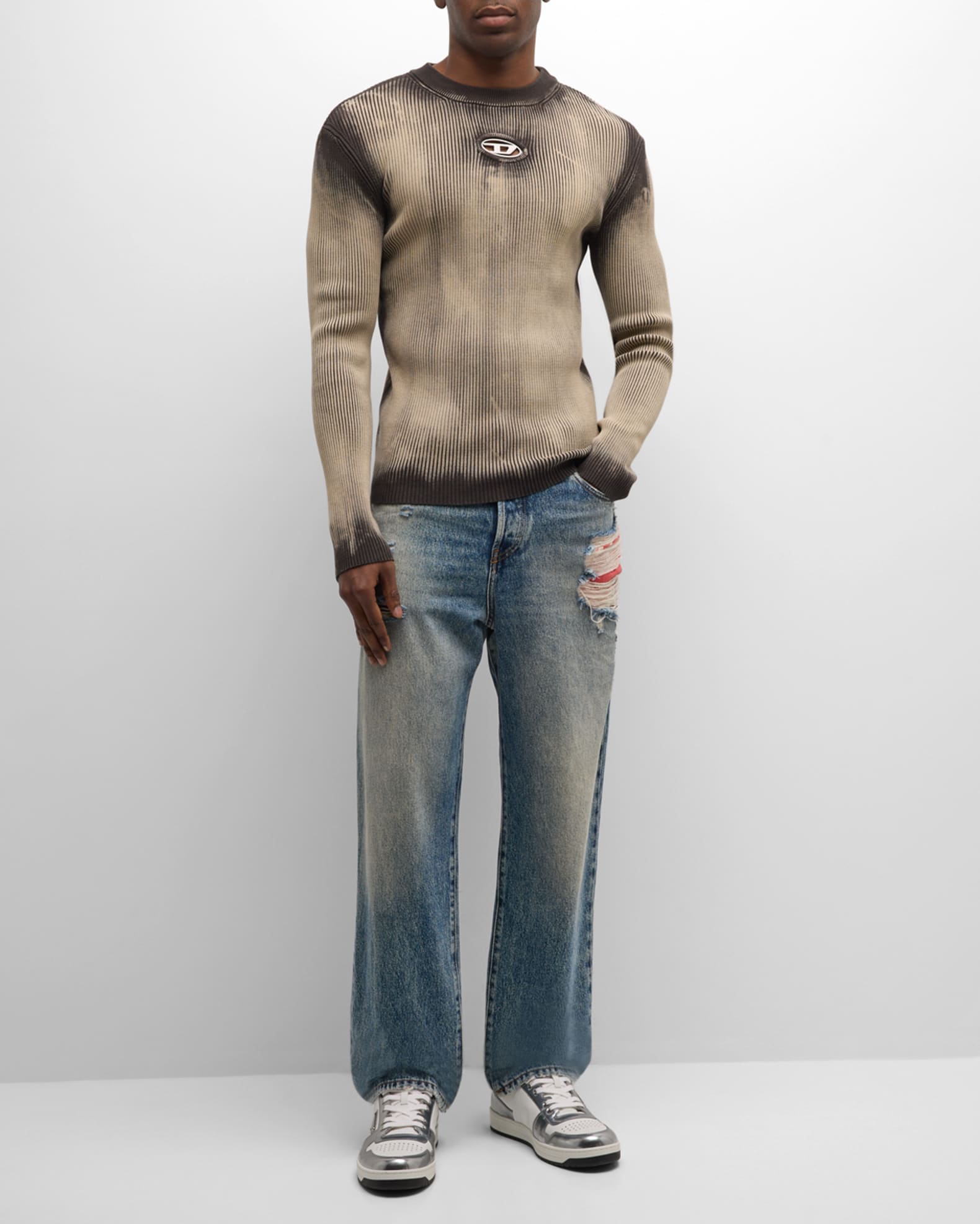 Diesel Men's K-Darin Ribbed Sweater with Distressed Effect | Neiman Marcus