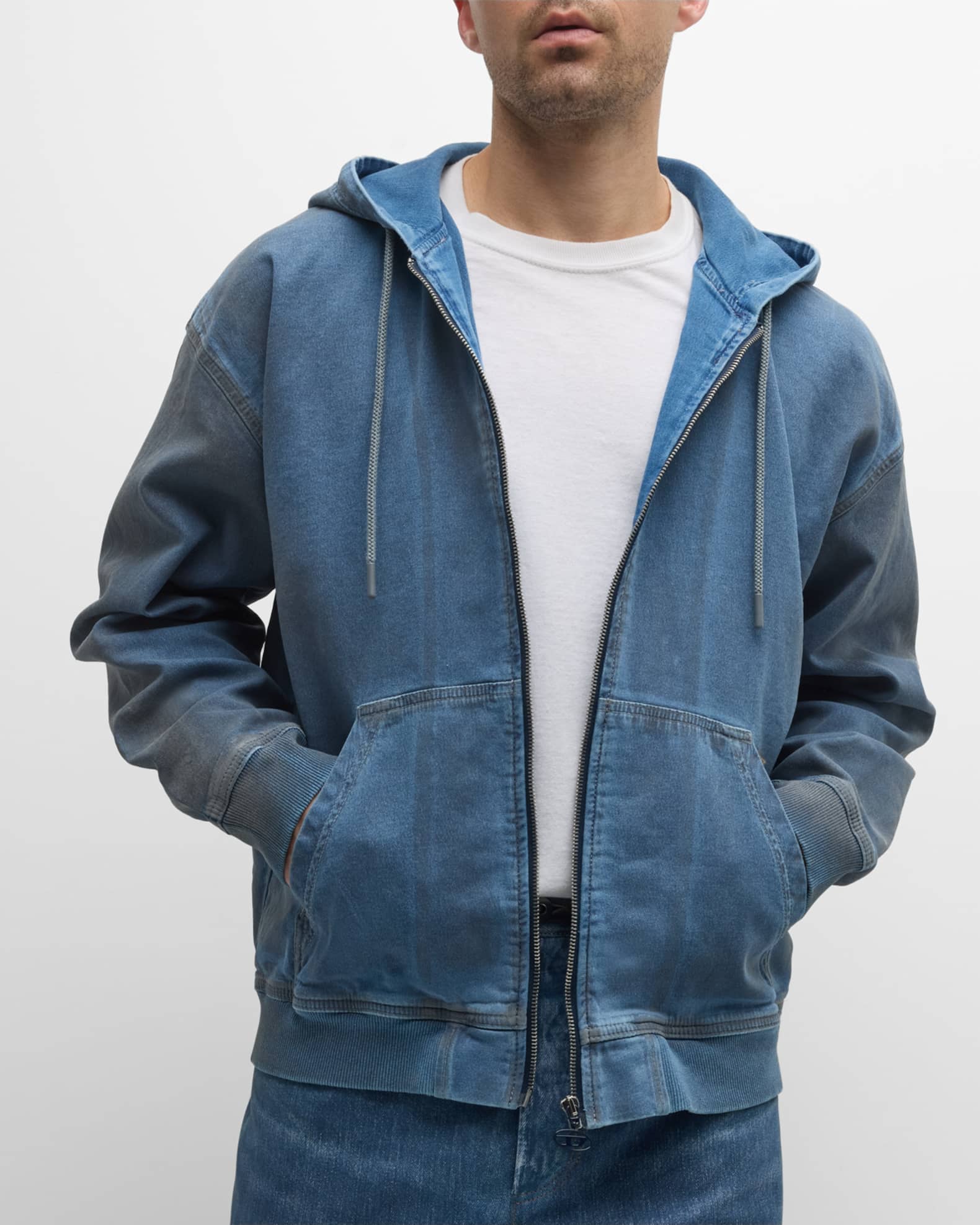 Diesel Men's Track Denim Zip Hoodie | Neiman Marcus