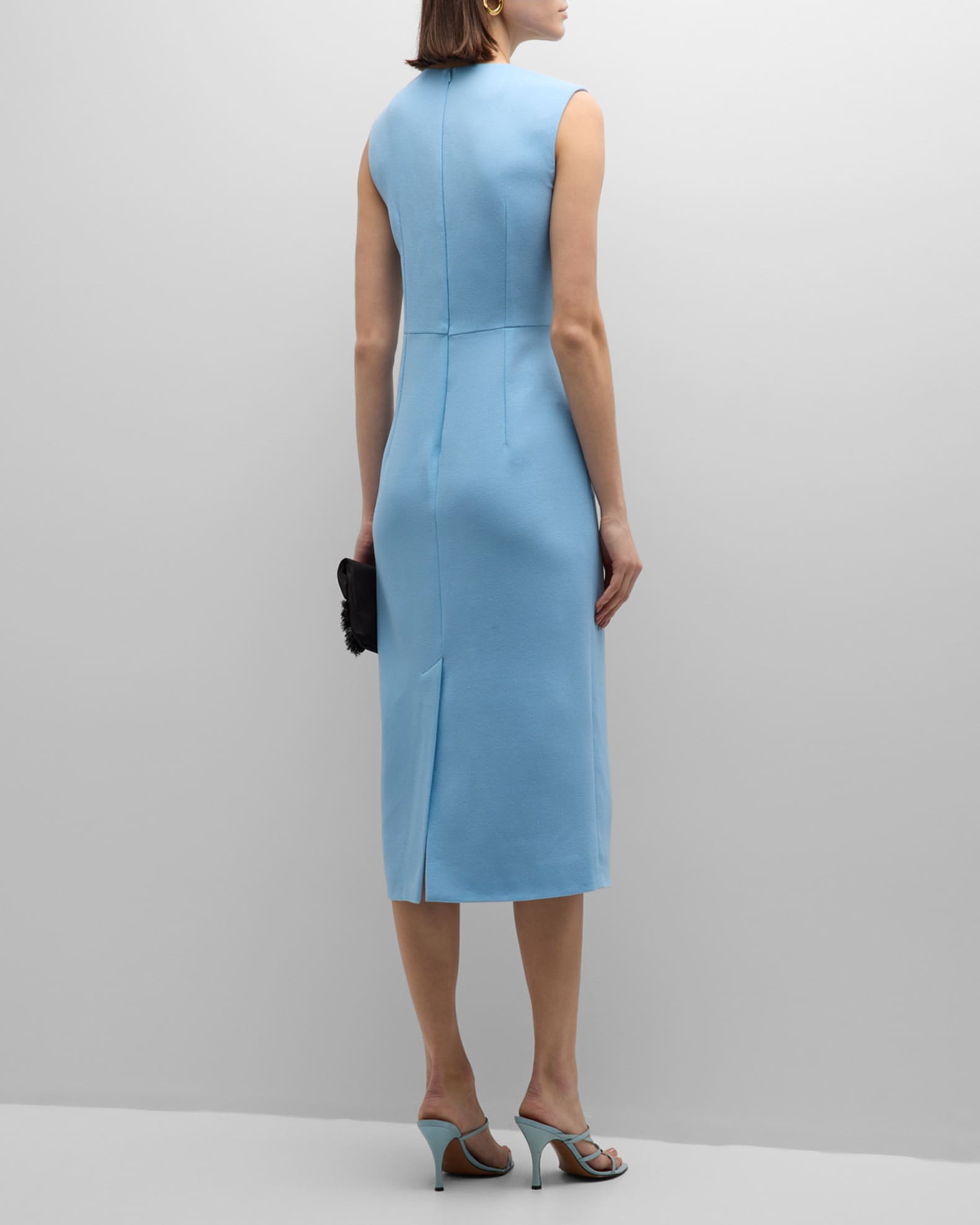E.Stott Mila Sleeveless Crossover Wool Midi Dress | Neiman Marcus