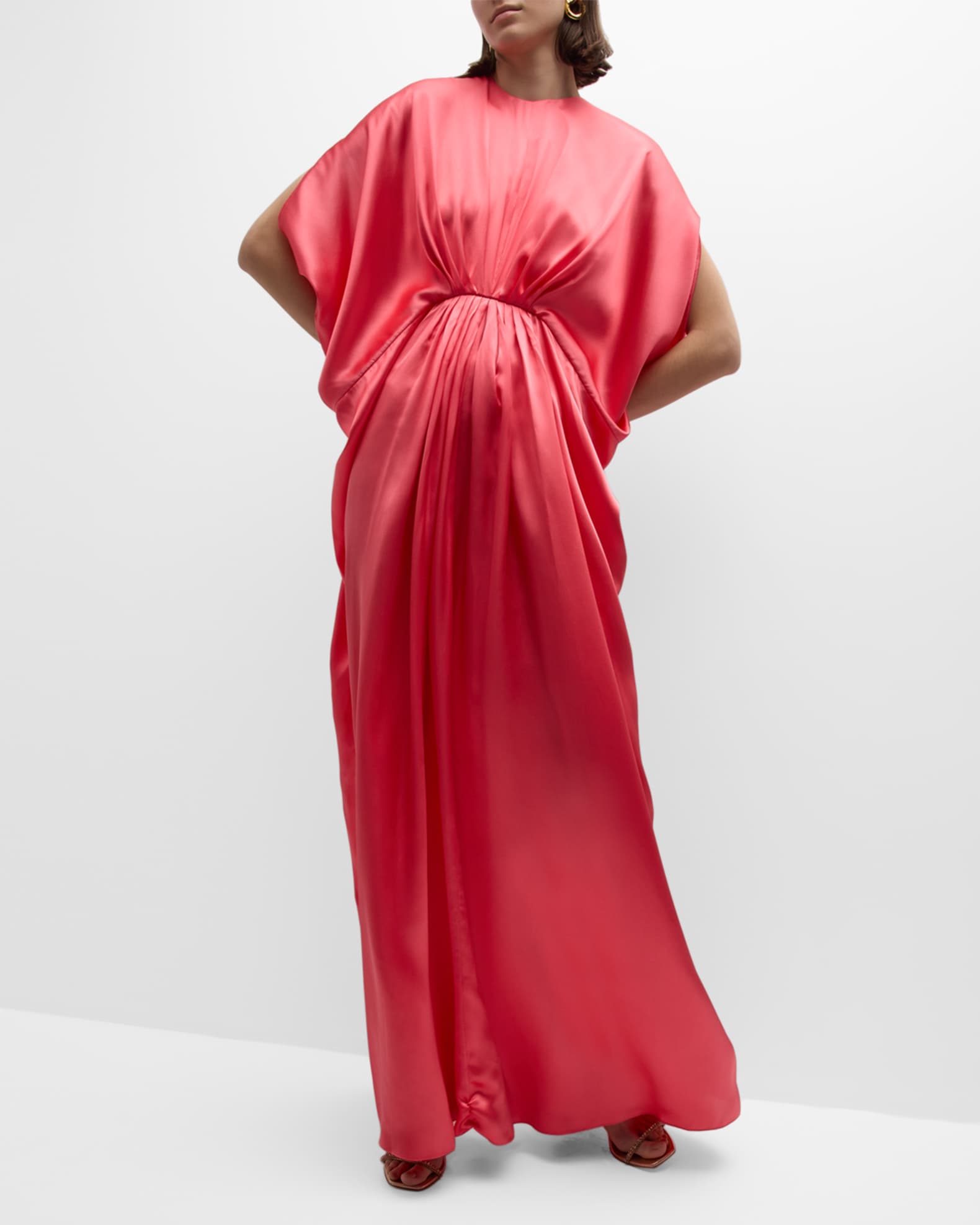 E.Stott Joan Ruched Silk Empire Gown | Neiman Marcus