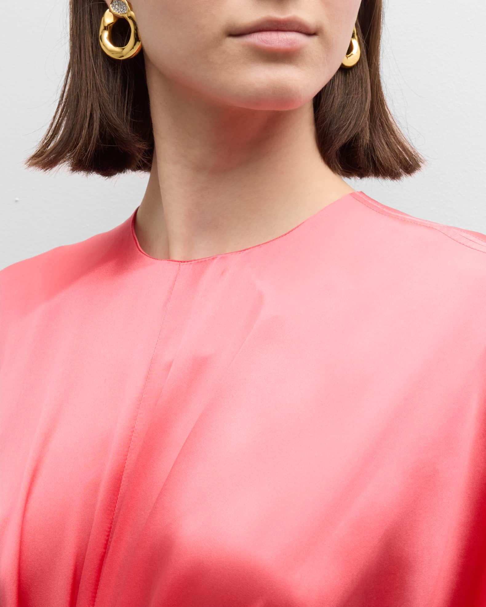 E.Stott Joan Ruched Silk Empire Gown | Neiman Marcus