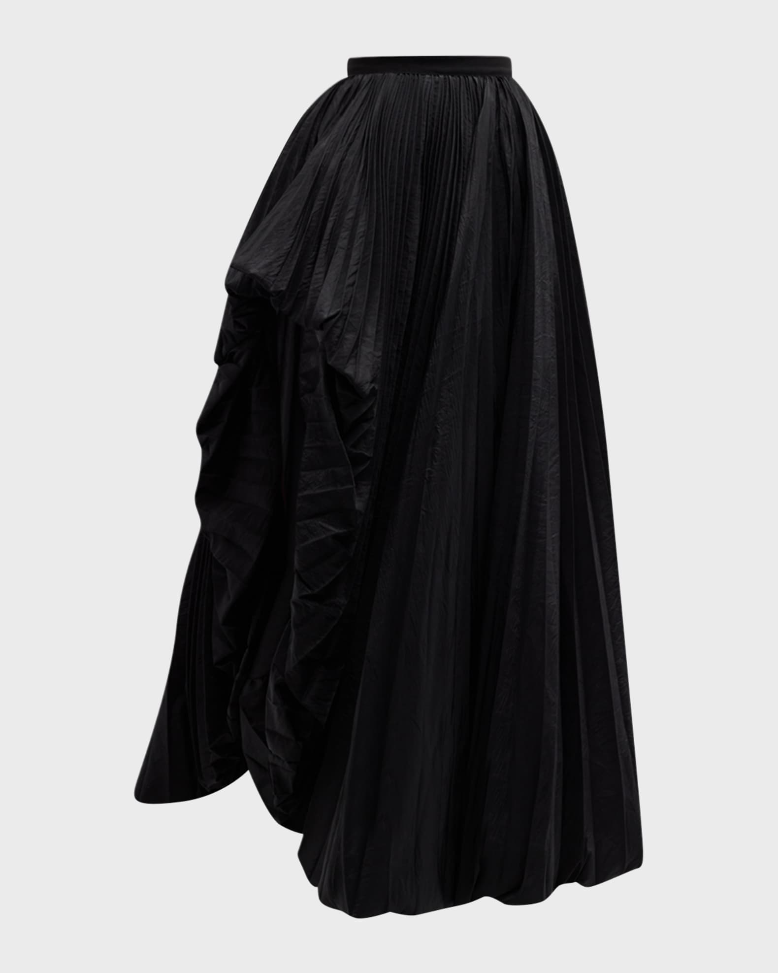 E.Stott Ellen Pleated High-Low Taffeta Midi Skirt | Neiman Marcus