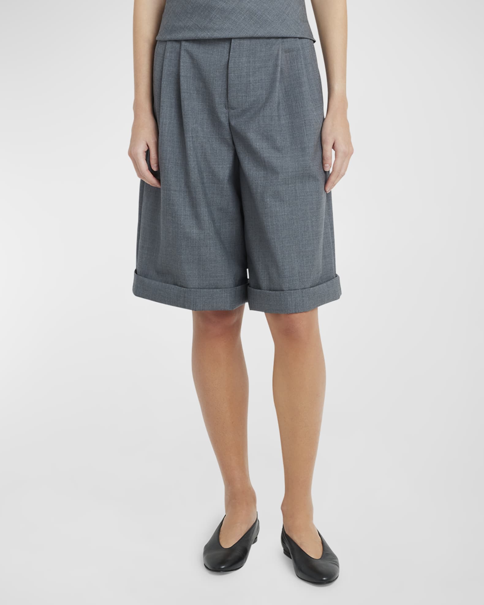 ARMARIUM Romeo Pleated Wool Bermuda Trousers | Neiman Marcus