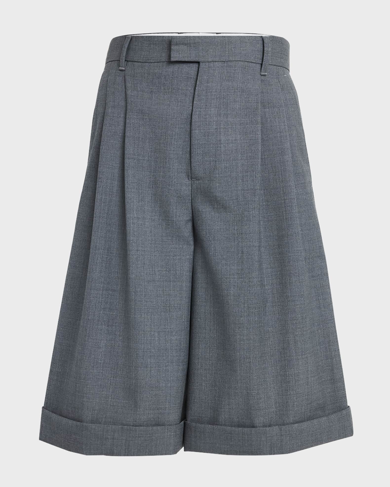 ARMARIUM Romeo Pleated Wool Bermuda Trousers | Neiman Marcus