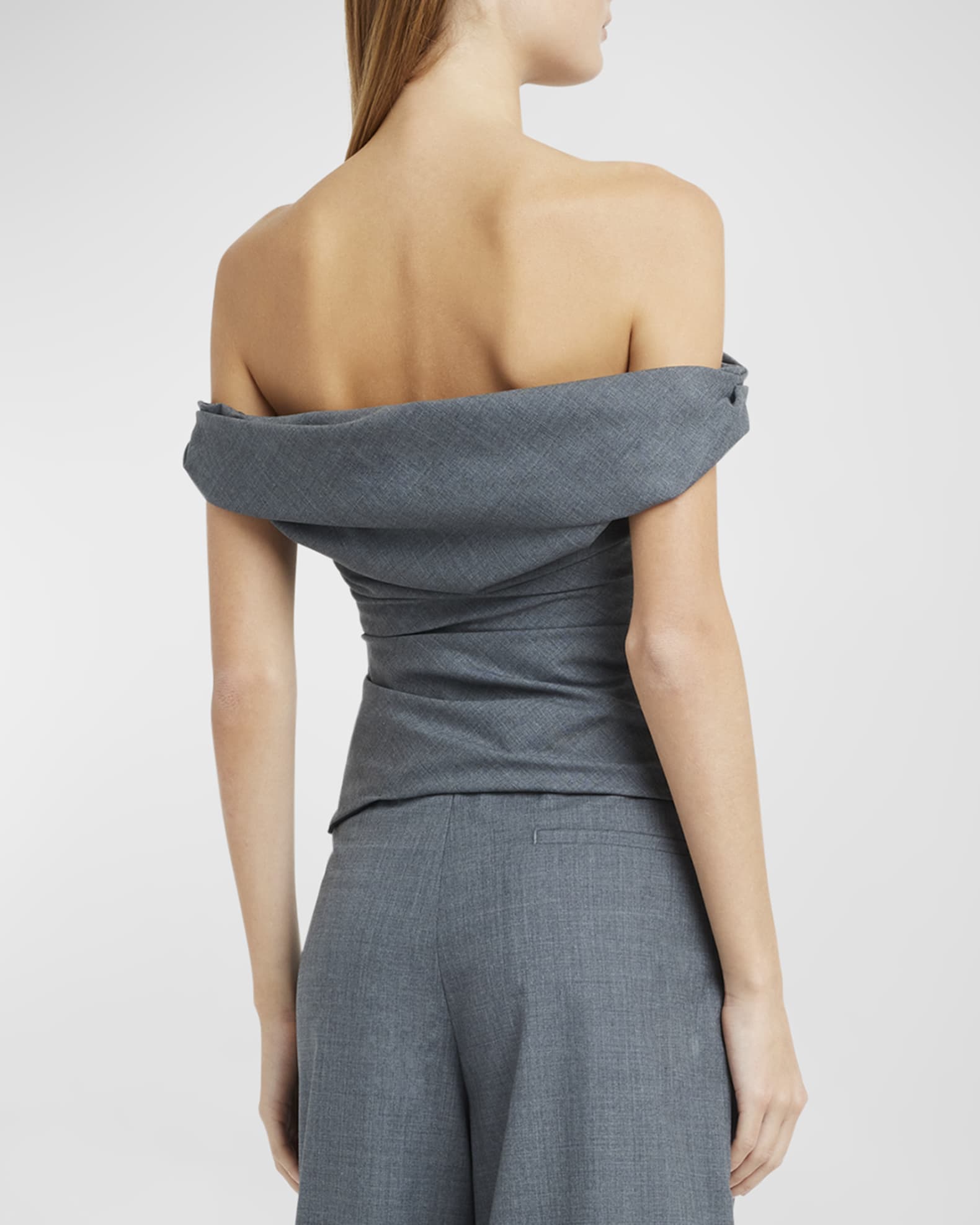 ARMARIUM Dora Draped Off-Shoulder Wool Top | Neiman Marcus
