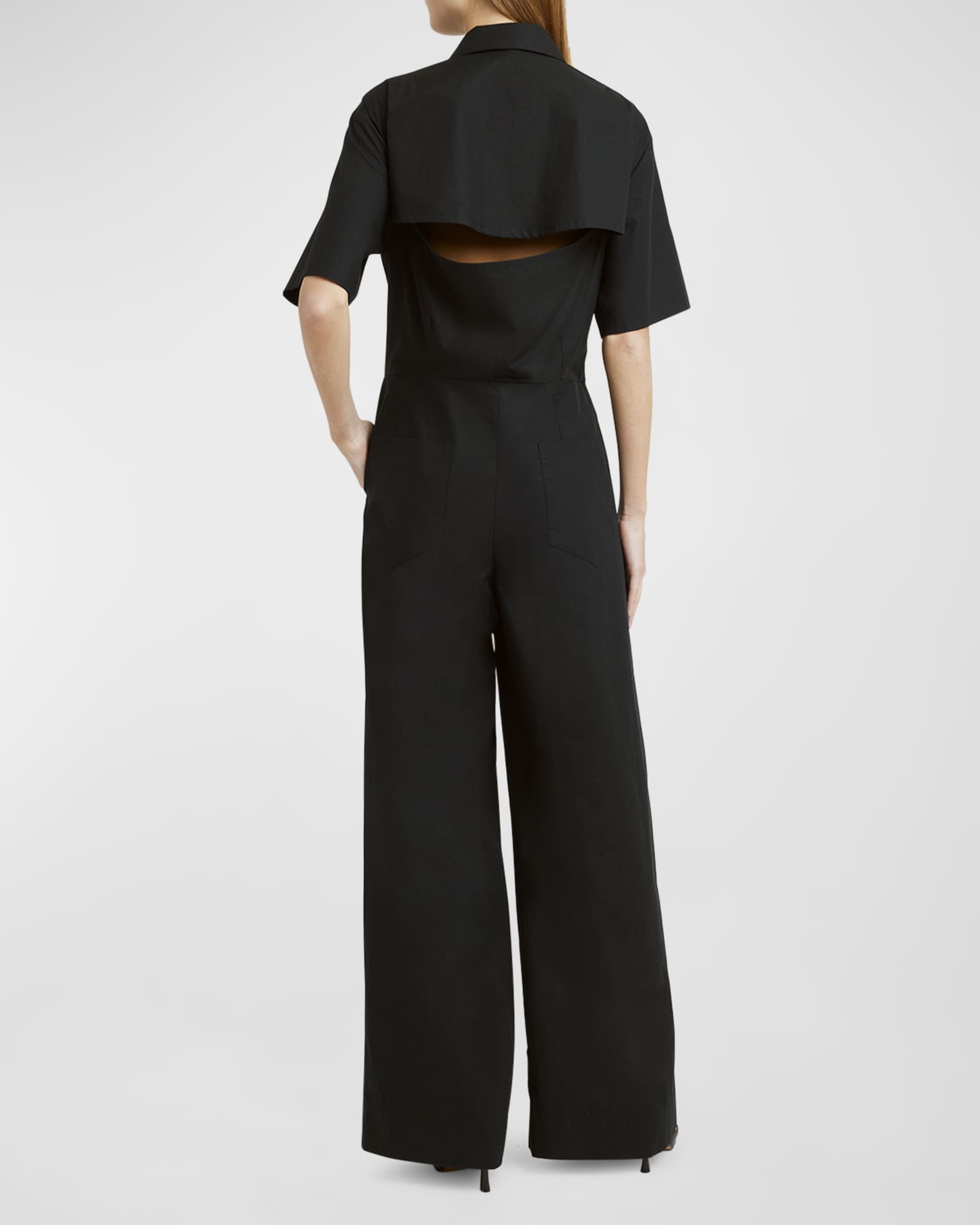 ARMARIUM Roman Short-Sleeve Double-Pleated Wide-Leg Jumpsuit | Neiman ...
