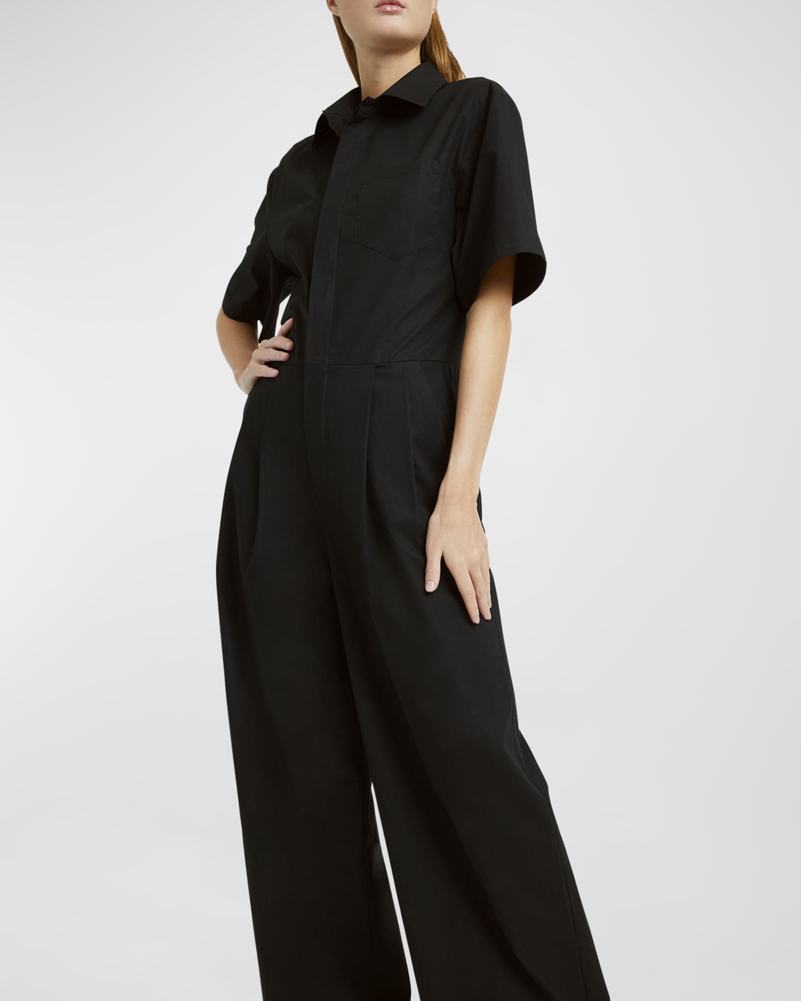 ARMARIUM Roman Short-Sleeve Double-Pleated Wide-Leg Jumpsuit | Neiman ...