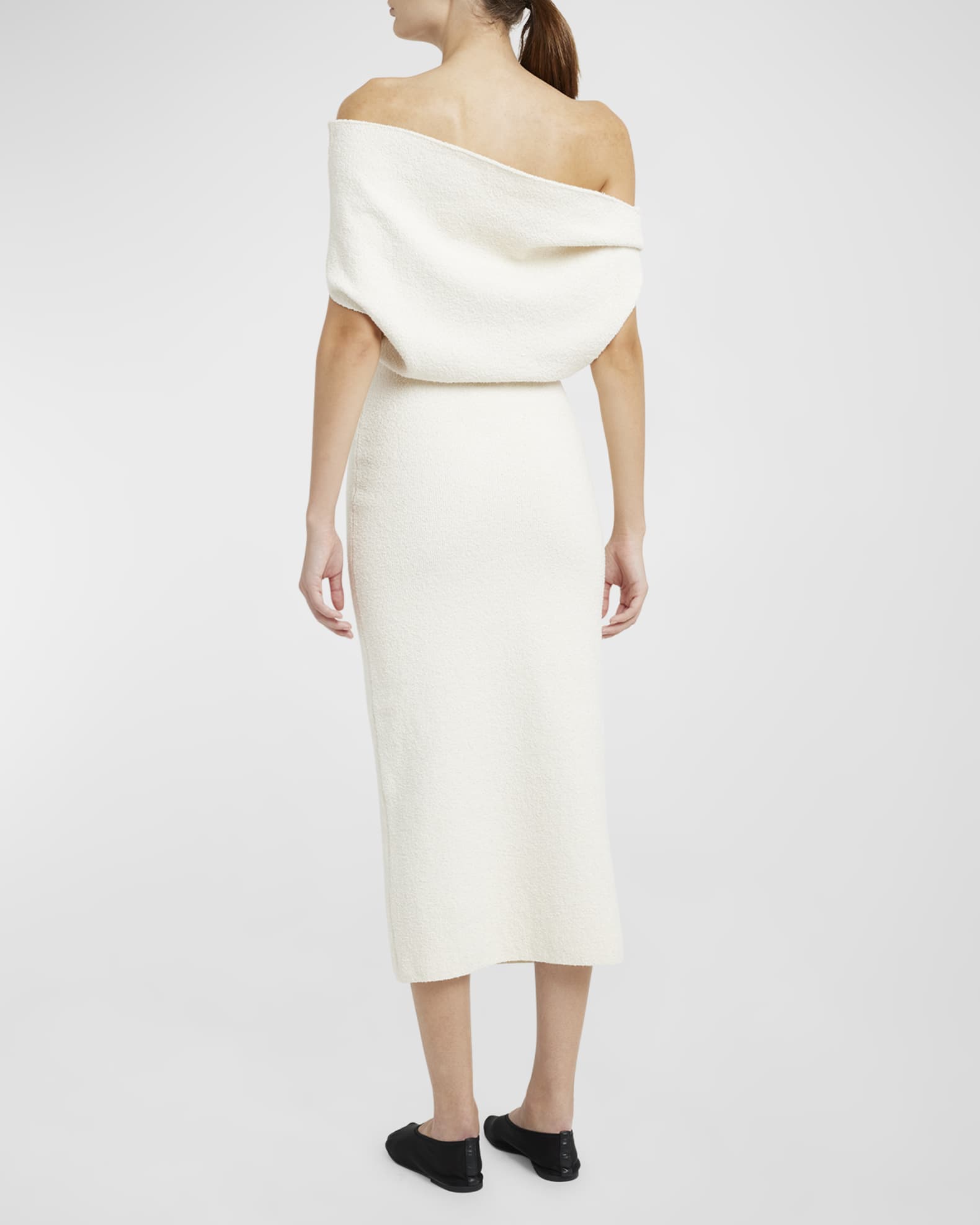 ARMARIUM Debra Off-Shoulder Boucle Midi Dress | Neiman Marcus