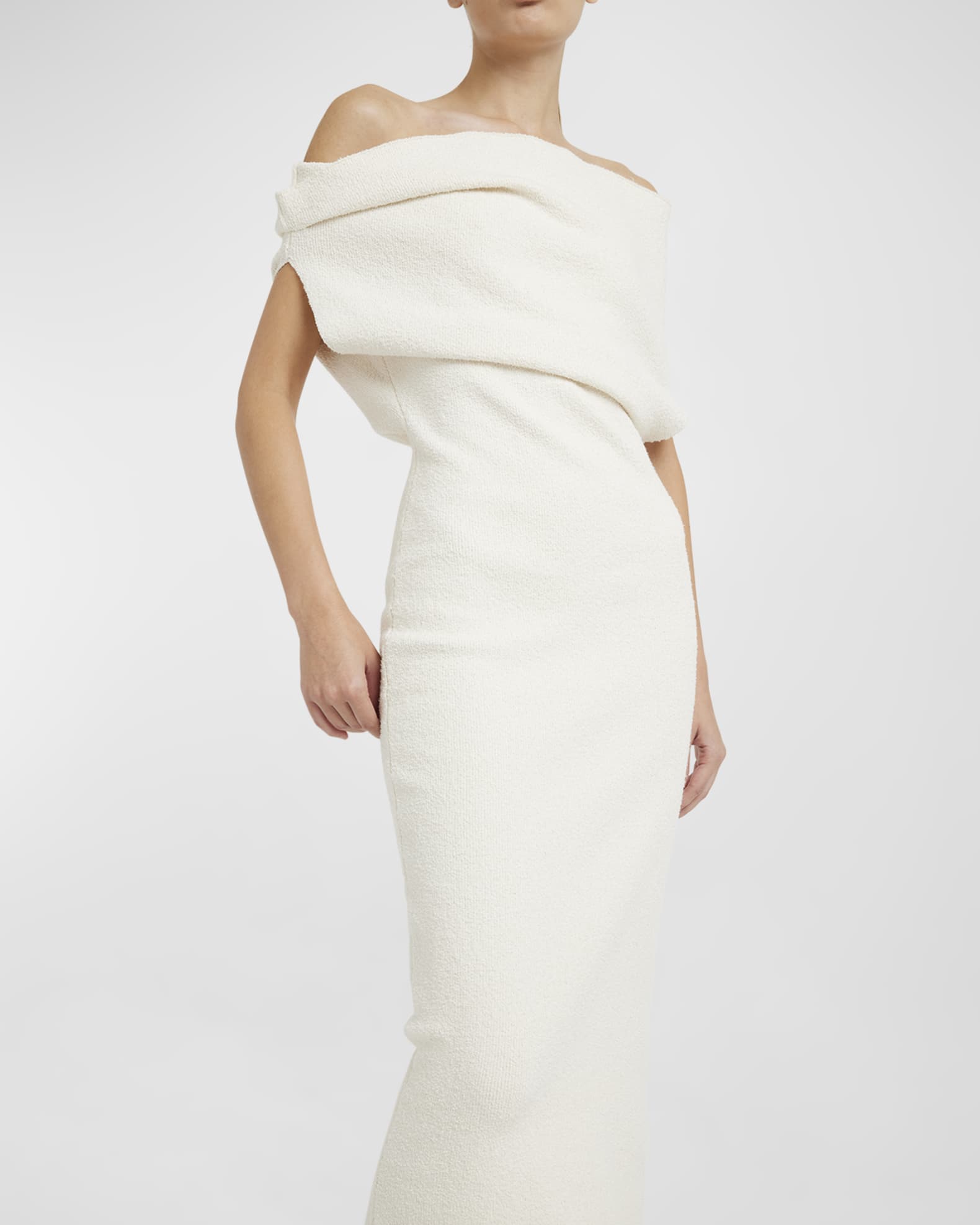 ARMARIUM Debra Off-Shoulder Boucle Midi Dress | Neiman Marcus