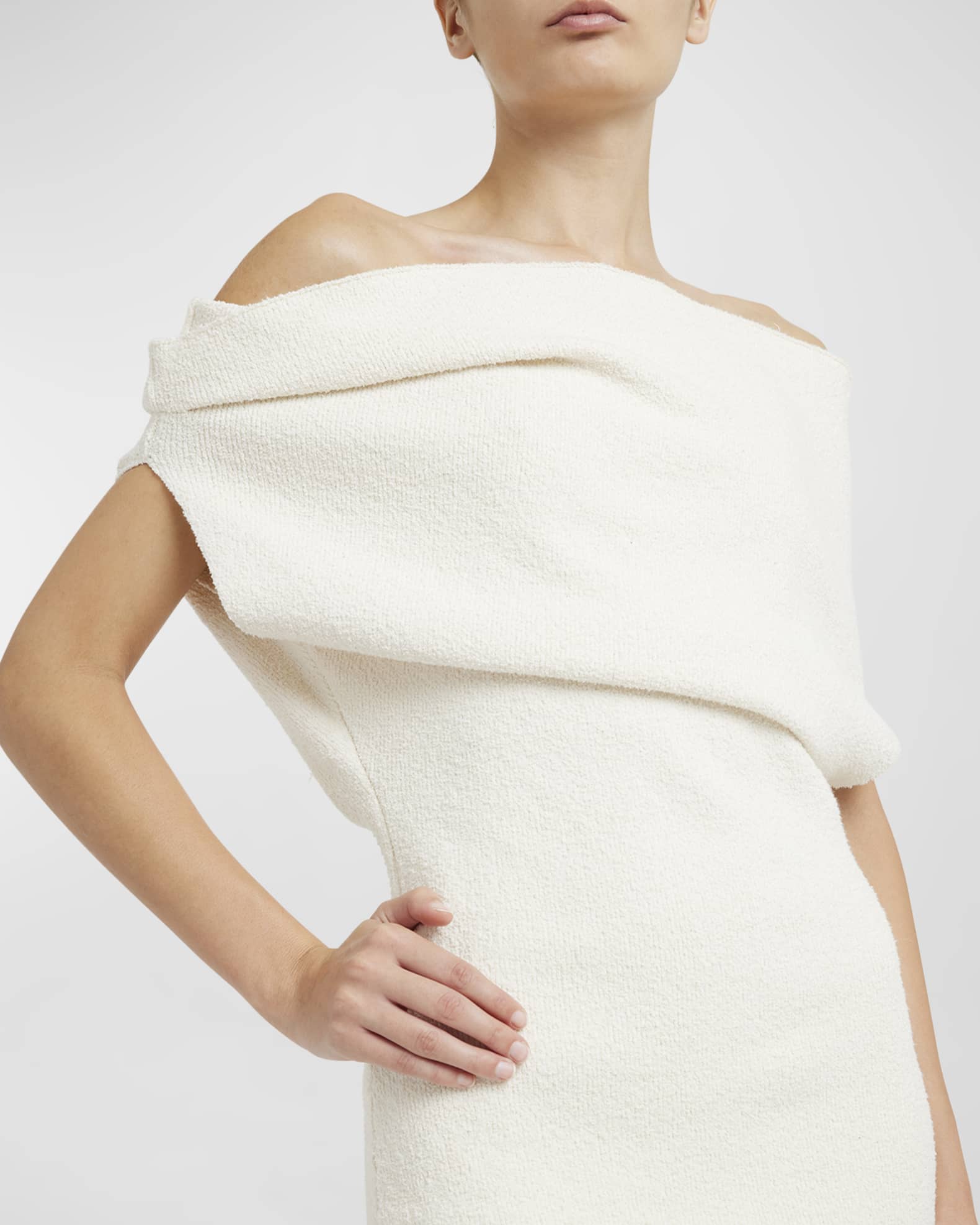 ARMARIUM Debra Off-Shoulder Boucle Midi Dress | Neiman Marcus