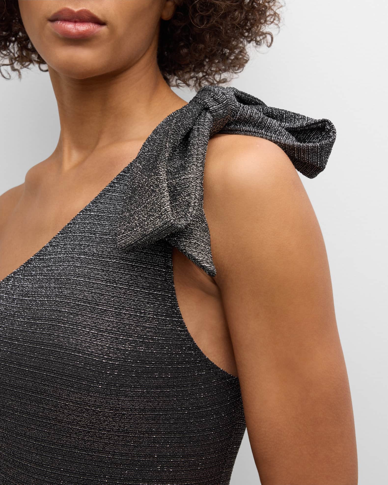 Lisa Marie Fernandez Metallic One-Shoulder Bow One-Piece Swimsuit ...