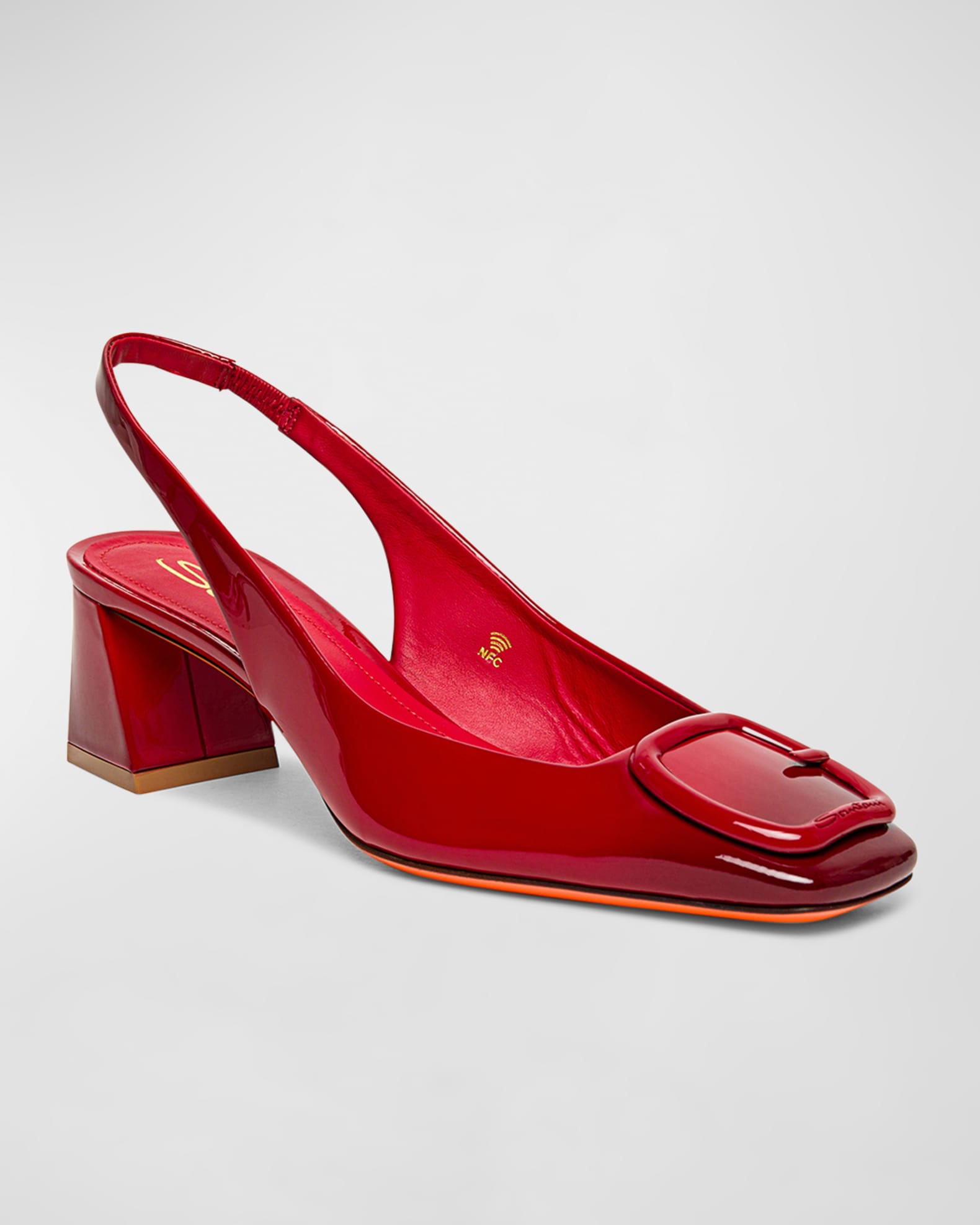 Santoni Lemon Patent Buckle Slingback Pumps | Neiman Marcus