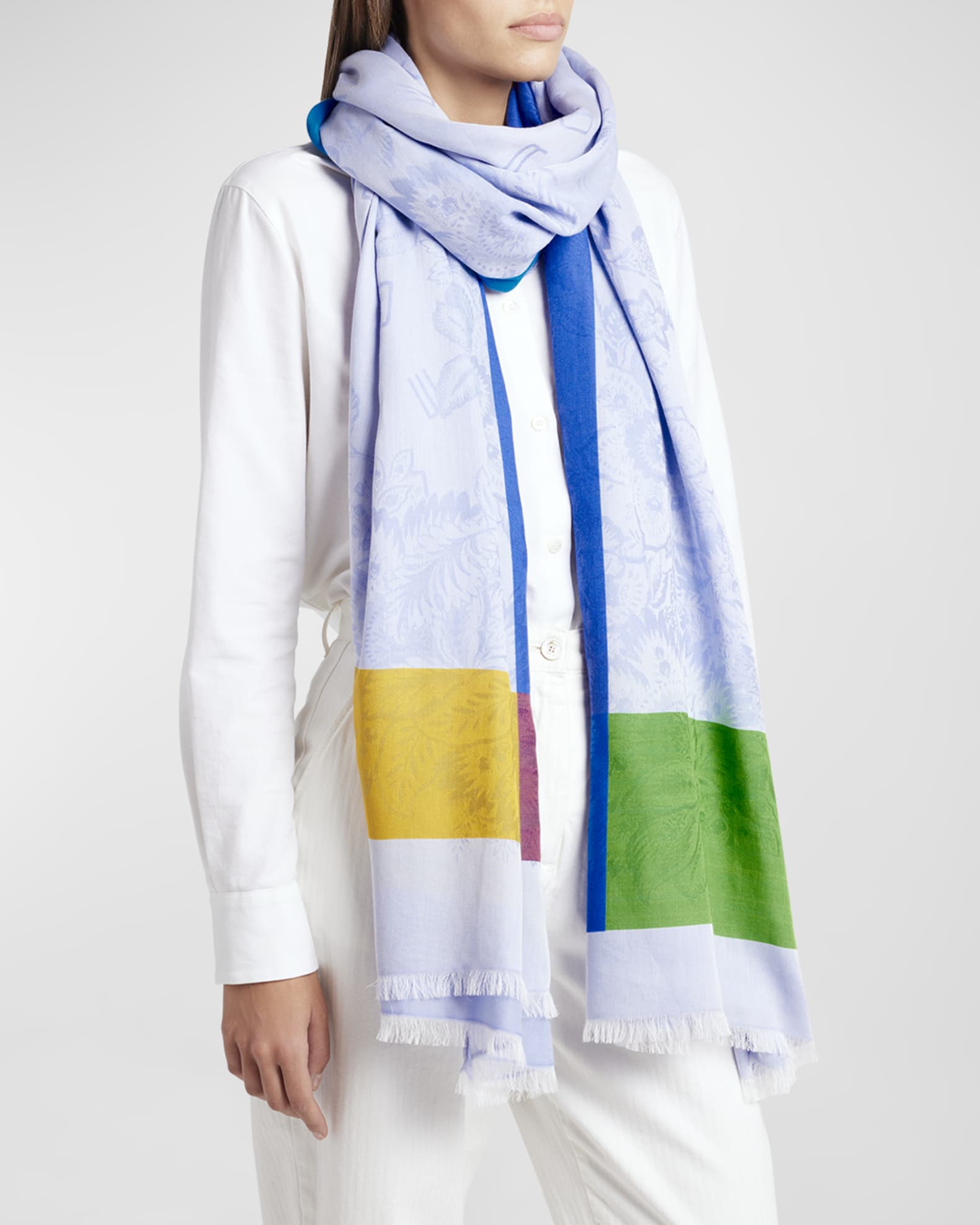 Etro Color-Block Cotton & Modal Scarf | Neiman Marcus