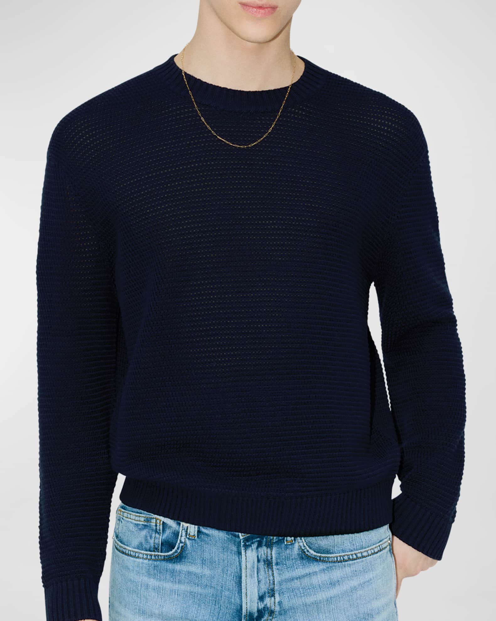 FRAME Men's Textured Wool-Blend Sweater | Neiman Marcus
