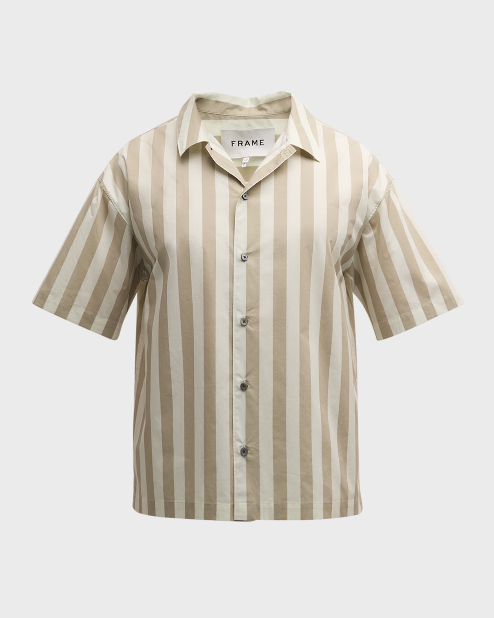 FRAME Men's Striped Cotton Camp Shirt | Neiman Marcus