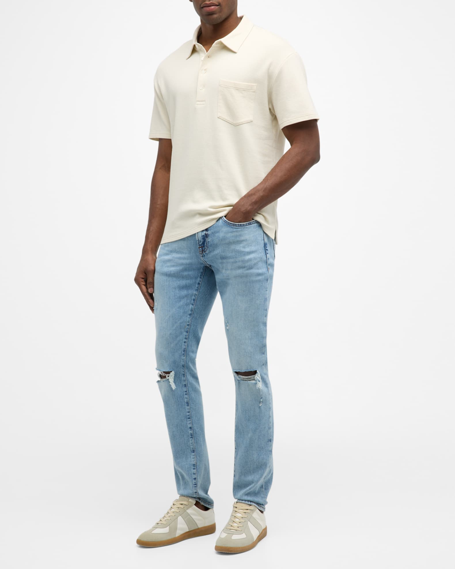 FRAME Men's Duo Fold Ribbed Polo | Neiman Marcus