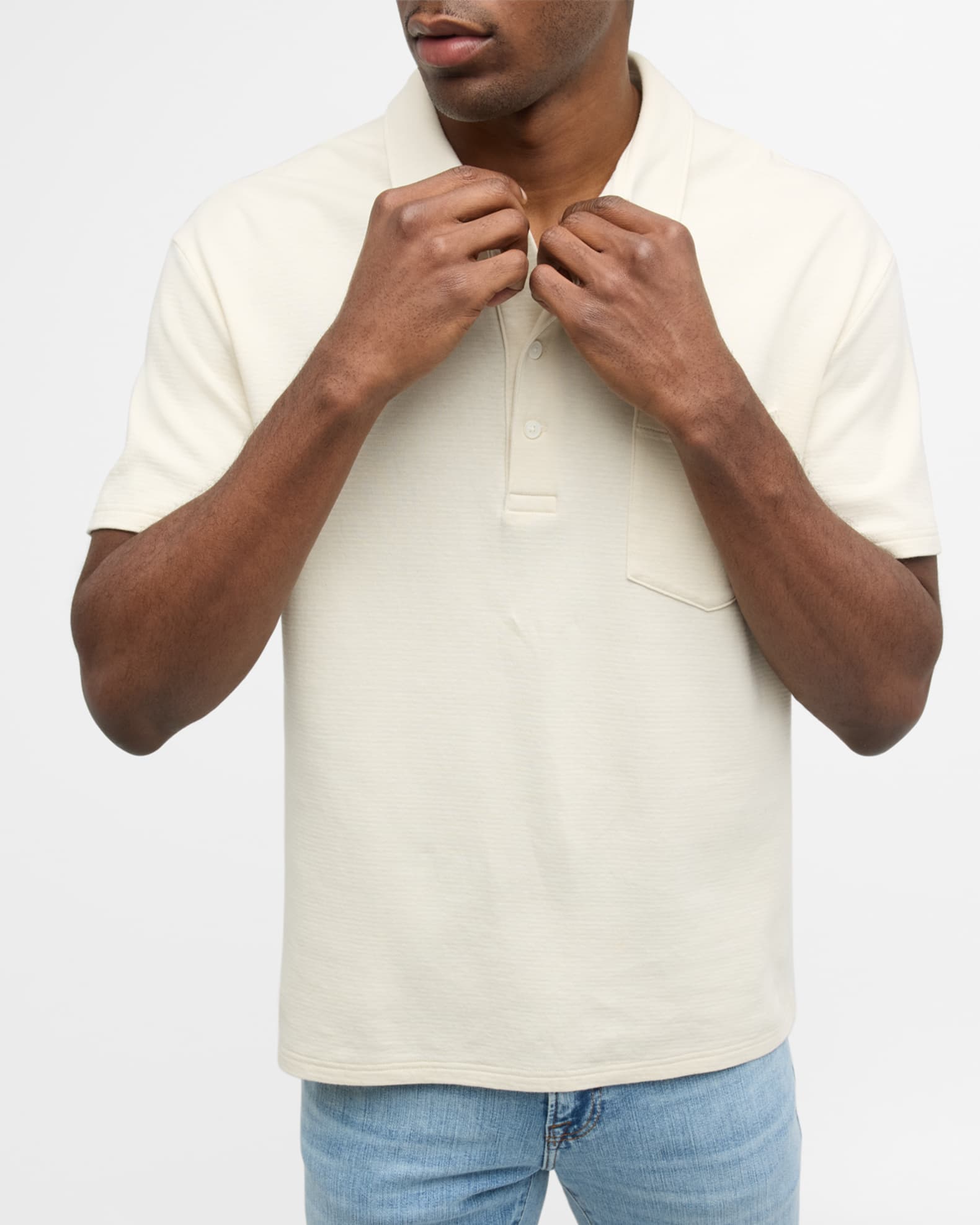 FRAME Men's Duo Fold Ribbed Polo | Neiman Marcus