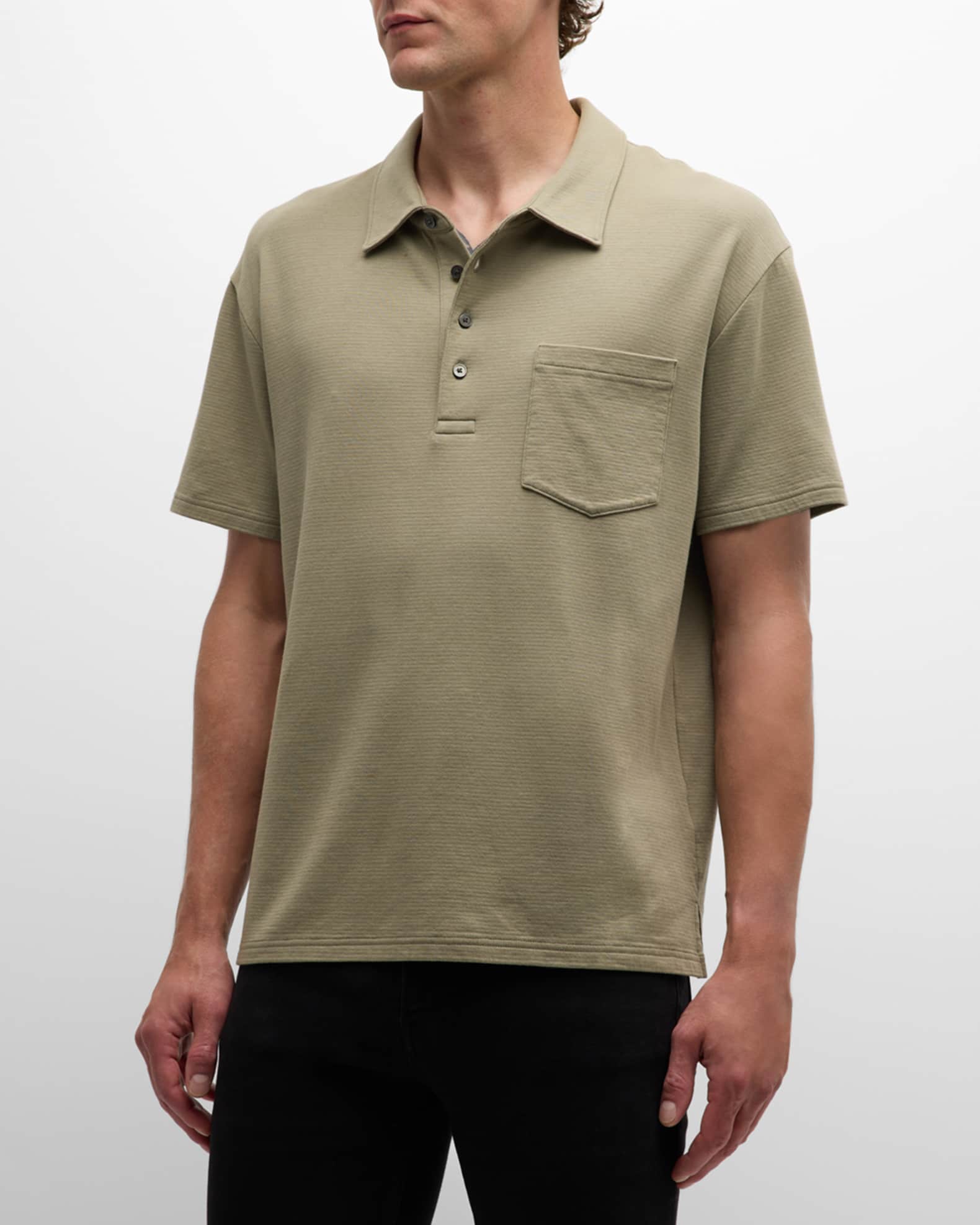 FRAME Men's Duo Fold Ribbed Polo | Neiman Marcus