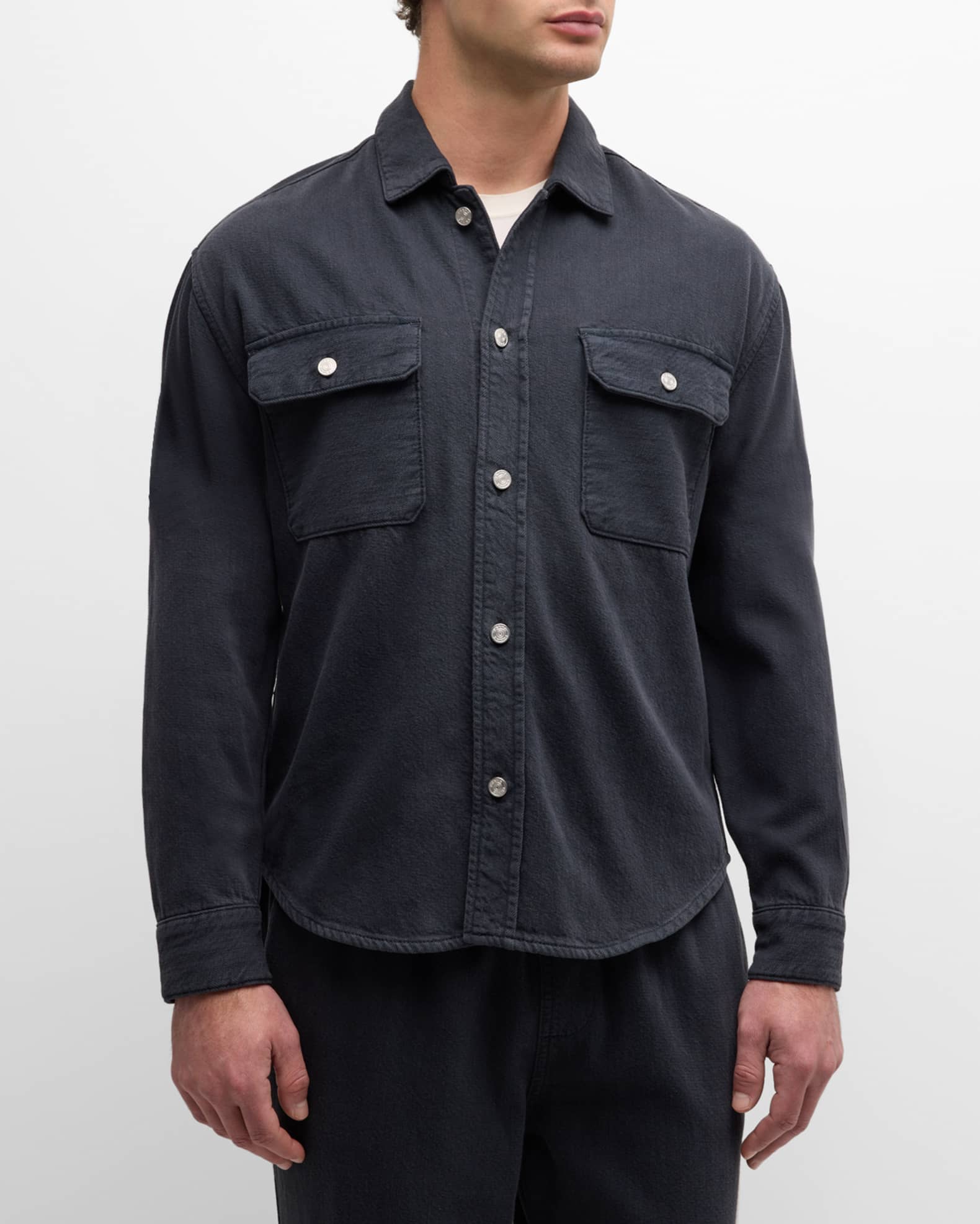FRAME Men's Textured Terry Overshirt | Neiman Marcus