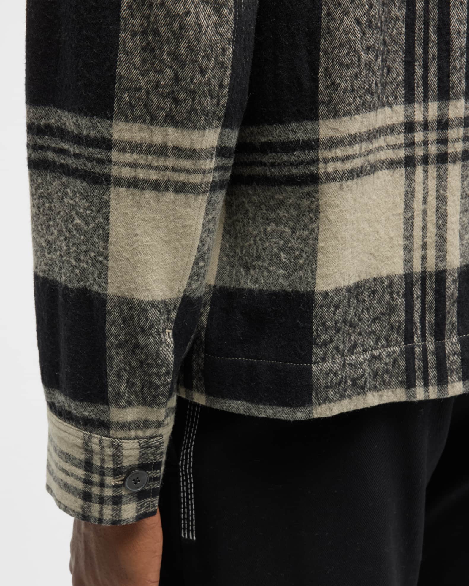 FRAME Men's Plaid Zip Overshirt | Neiman Marcus