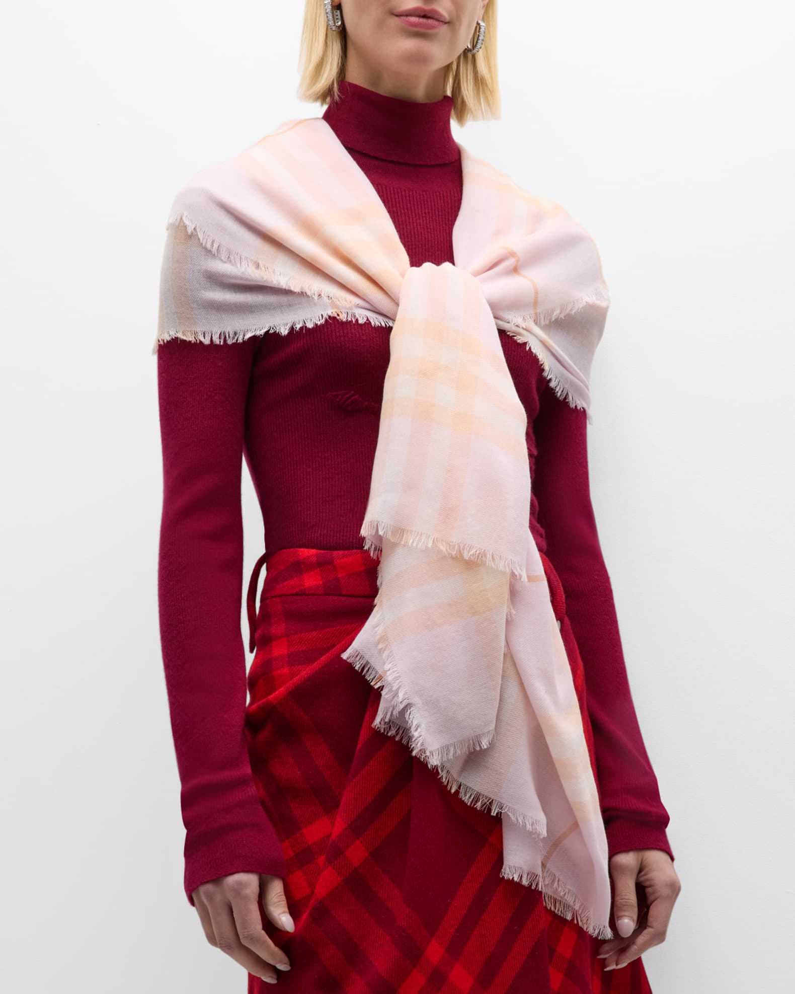 Burberry Giant Check Lightweight Wool Scarf | Neiman Marcus