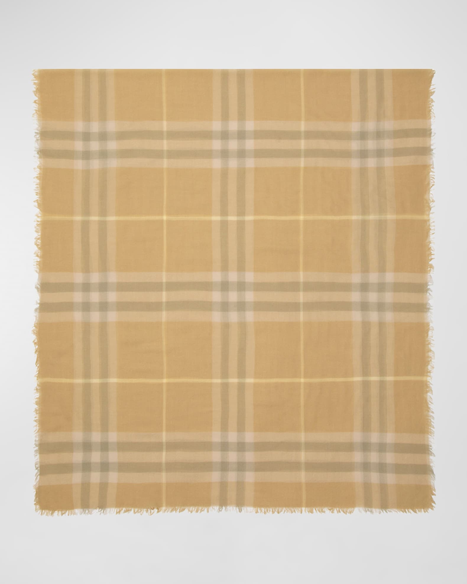 Burberry Yellow Lightweight Check Wool Scarf | Neiman Marcus