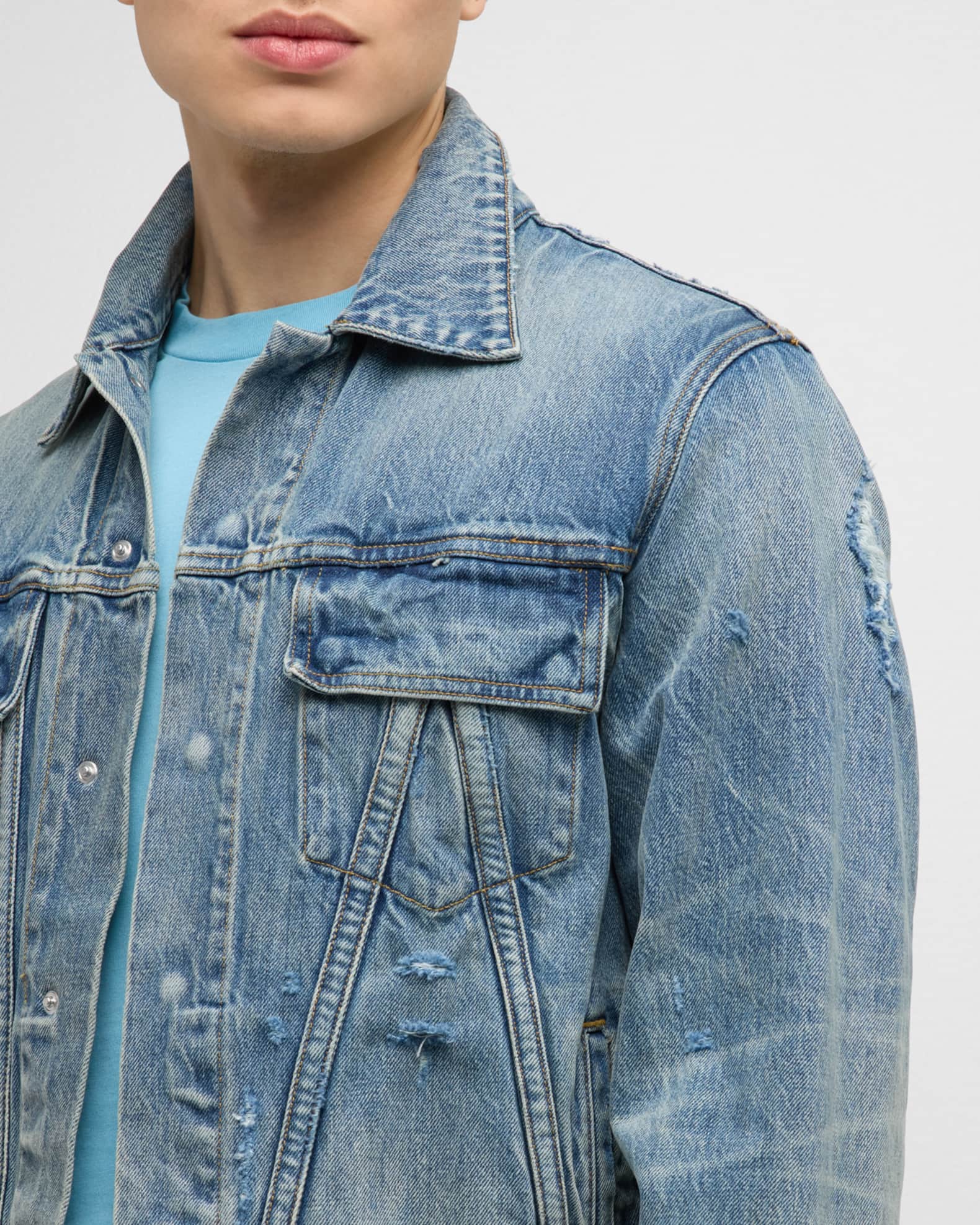 Amiri Men's Faded Denim MA Trucker Jacket | Neiman Marcus