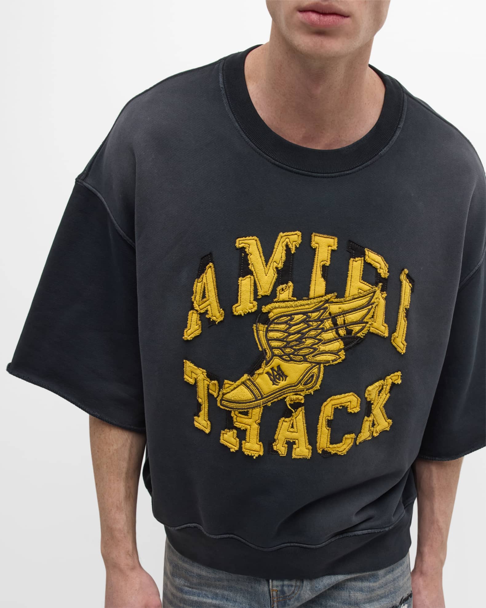 Amiri Men's Track Cutoff Sweatshirt | Neiman Marcus