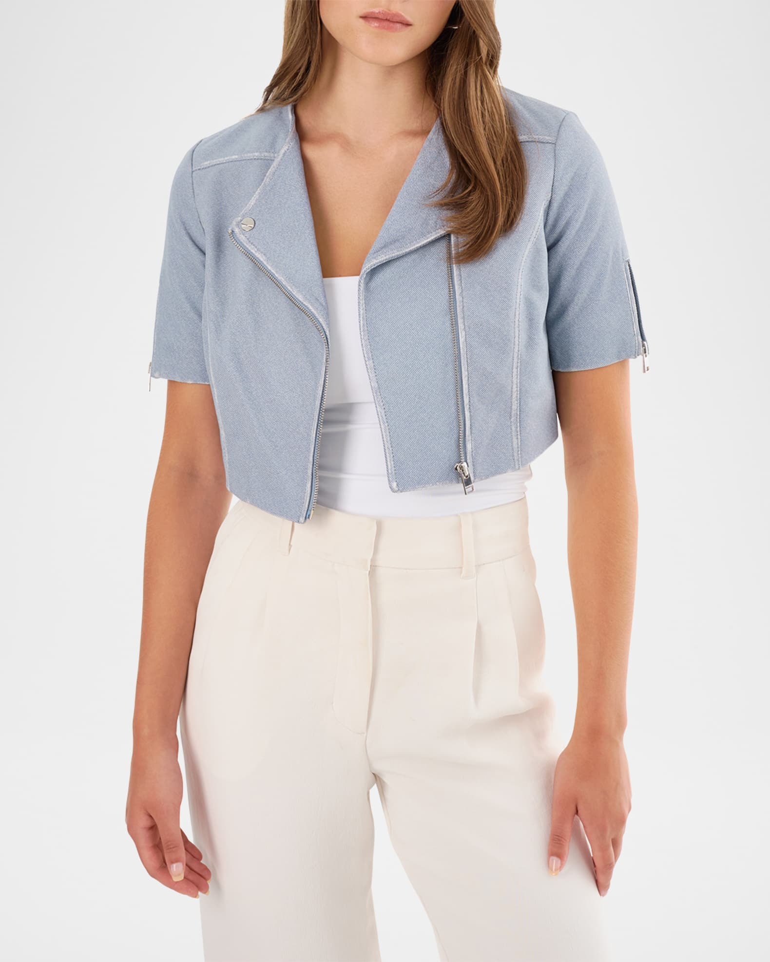 LaMarque Kirsi Short-Sleeve Leather Jacket | Neiman Marcus