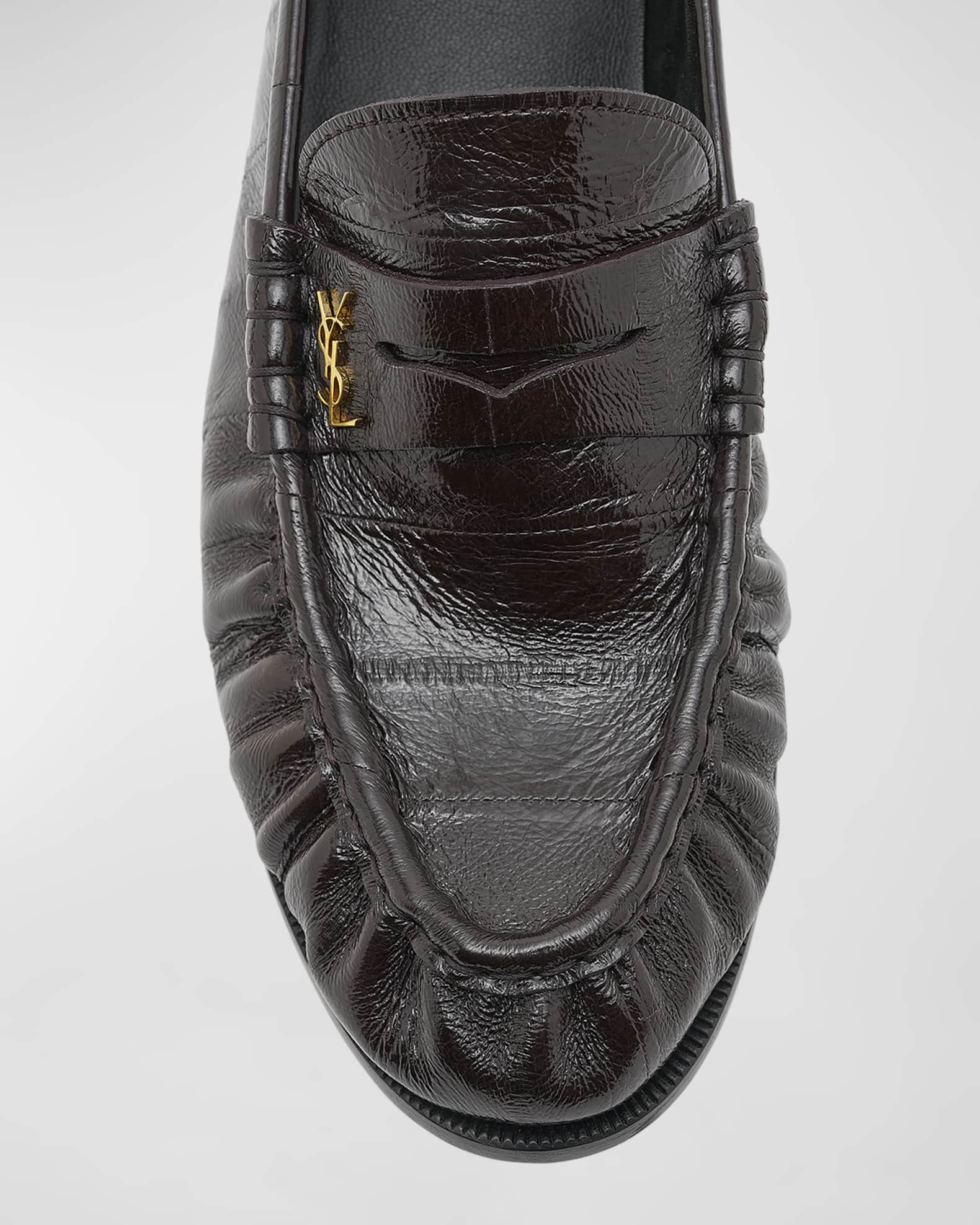 Saint Laurent Le Leather YSL Penny Loafers | Neiman Marcus