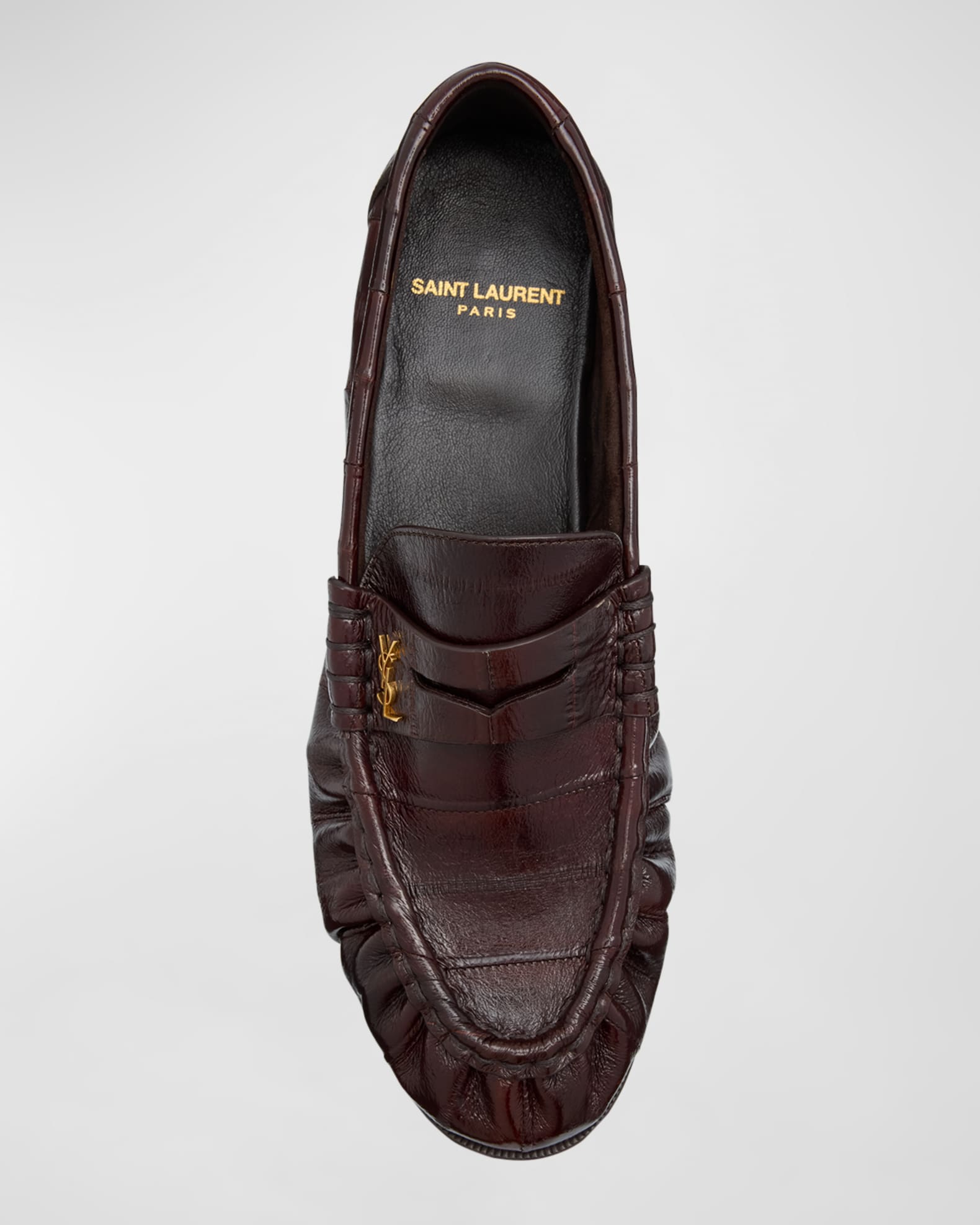 Saint Laurent Le Leather YSL Penny Loafers | Neiman Marcus