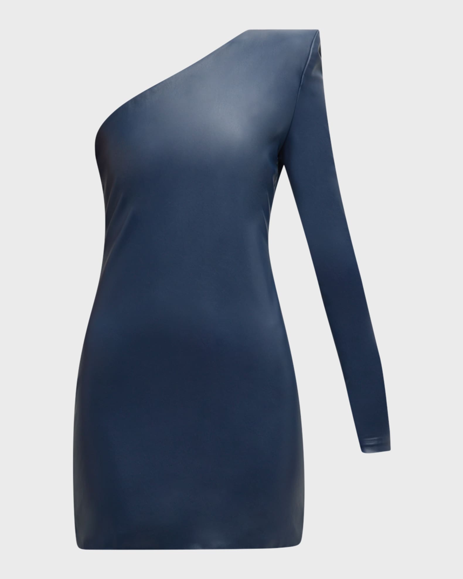 LAPOINTE Stretch Faux Leather One-Shoulder Mini Dress | Neiman Marcus