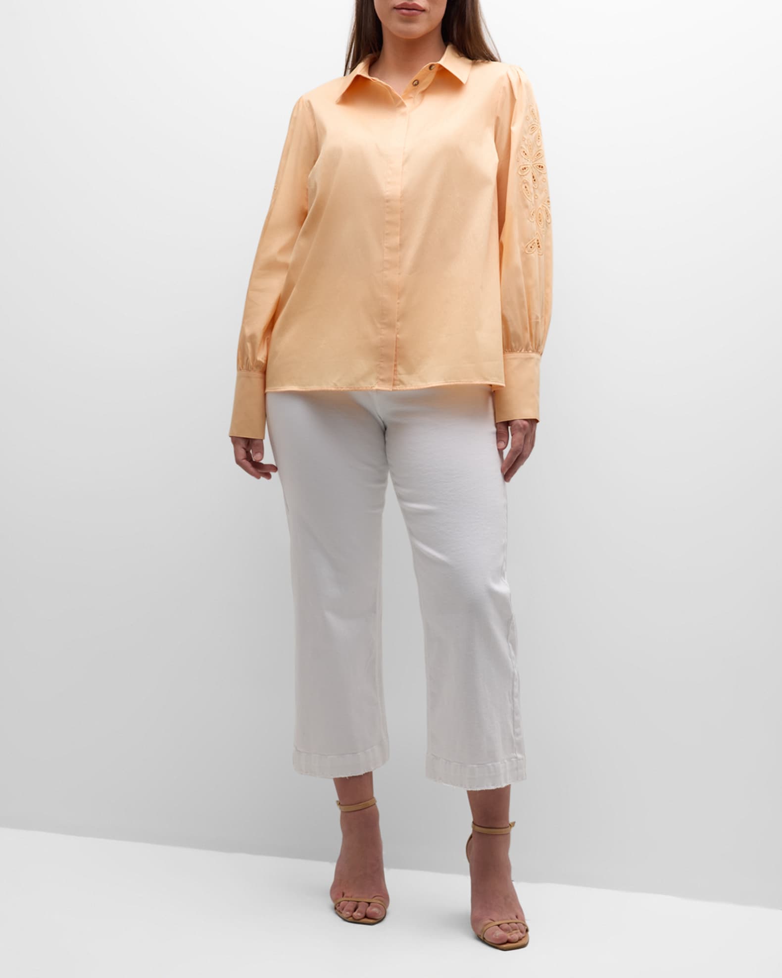 Harshman Plus Size Devlin Embroidered Cotton Shirt Neiman Marcus