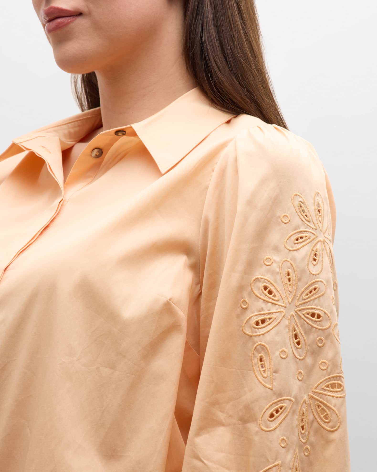 Harshman Plus Size Devlin Embroidered Cotton Shirt Neiman Marcus