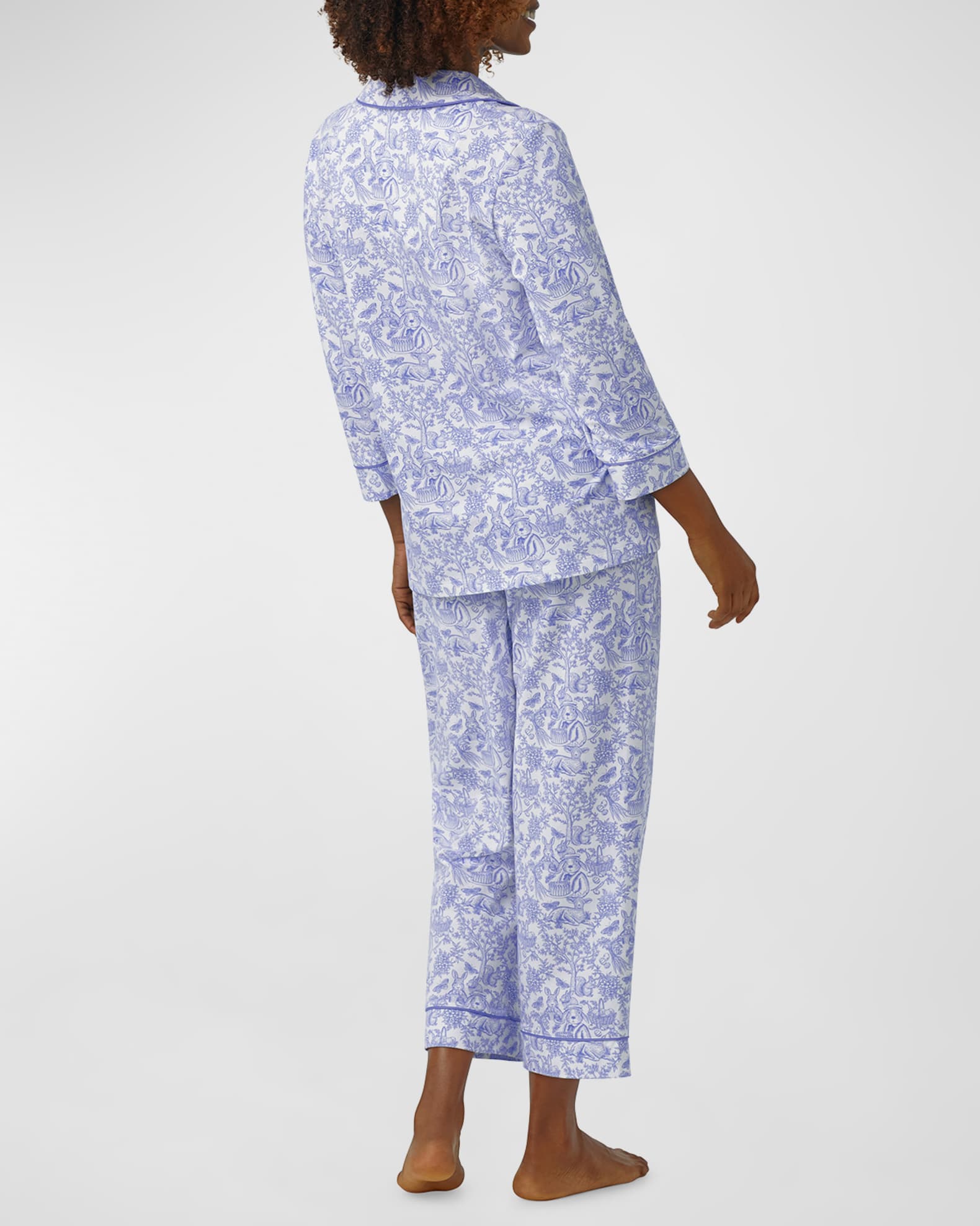 BedHead Pajamas Cropped Toile-Print Pajama Set | Neiman Marcus