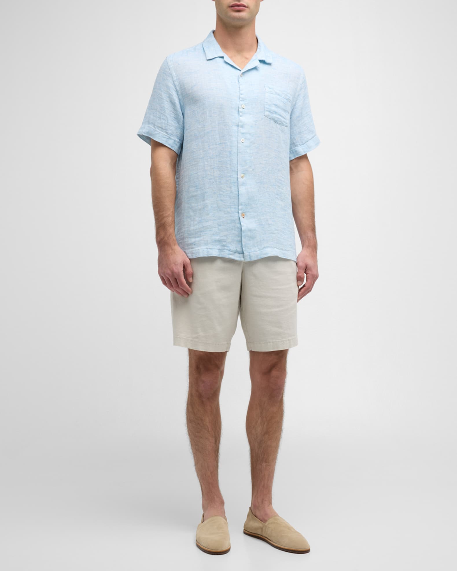 Swims Men's Capri Linen Micro-Print Short-Sleeve Shirt | Neiman Marcus