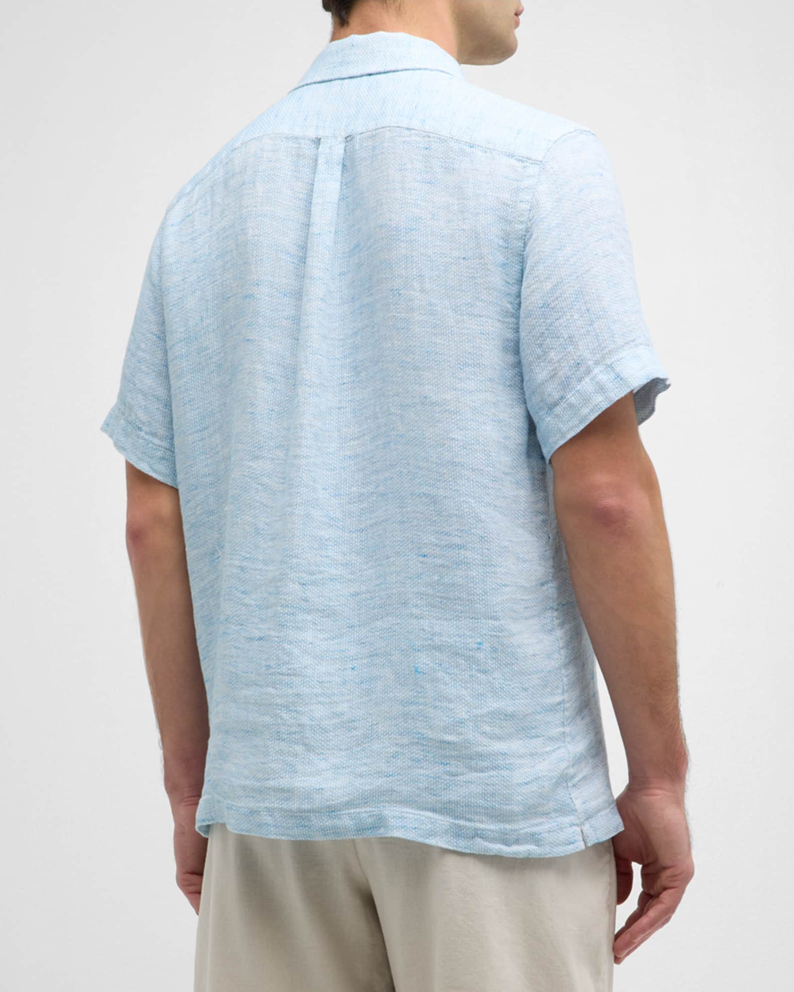 Swims Men's Capri Linen Micro-Print Short-Sleeve Shirt | Neiman Marcus