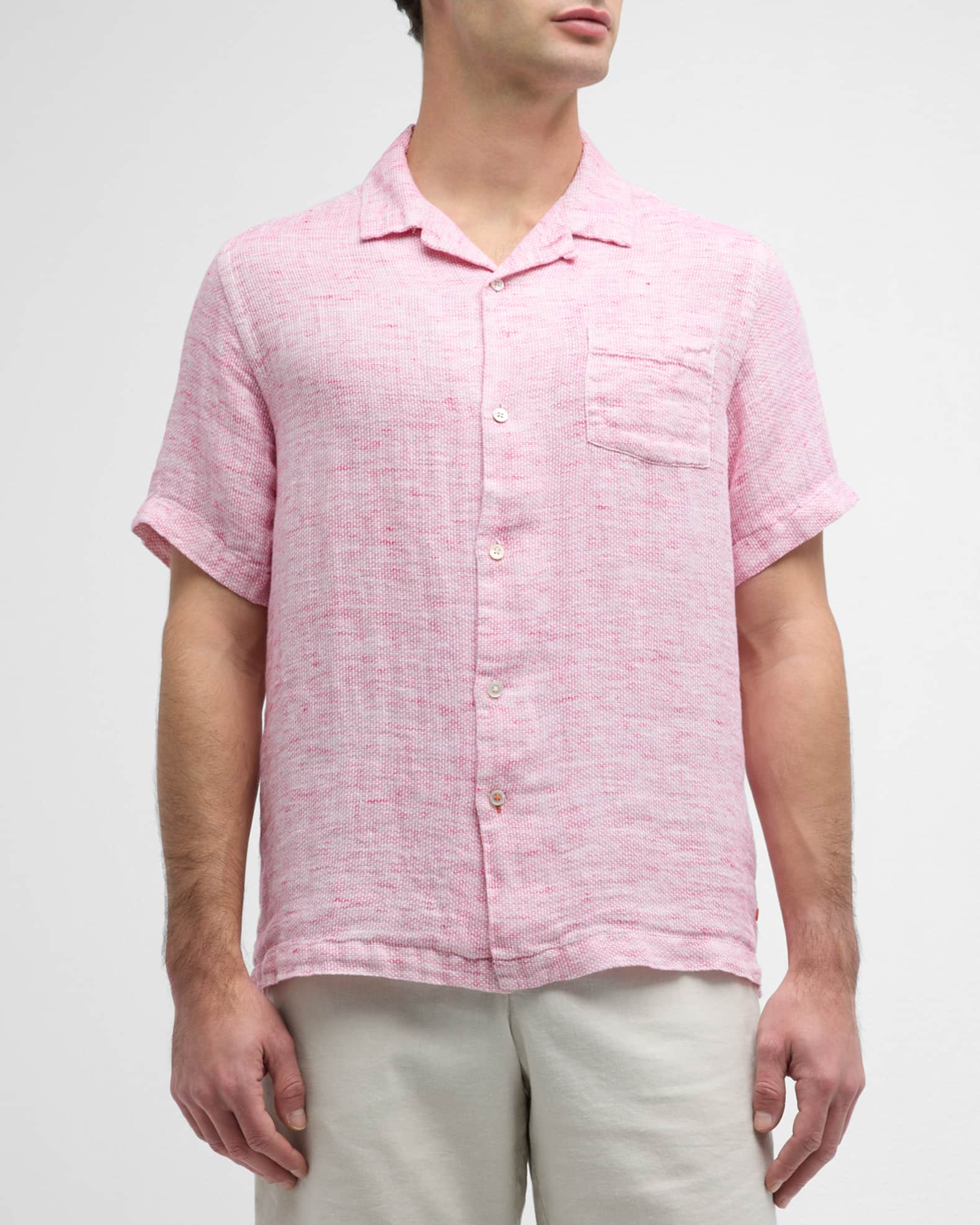 Swims Men's Capri Linen Micro-Print Short-Sleeve Shirt | Neiman Marcus