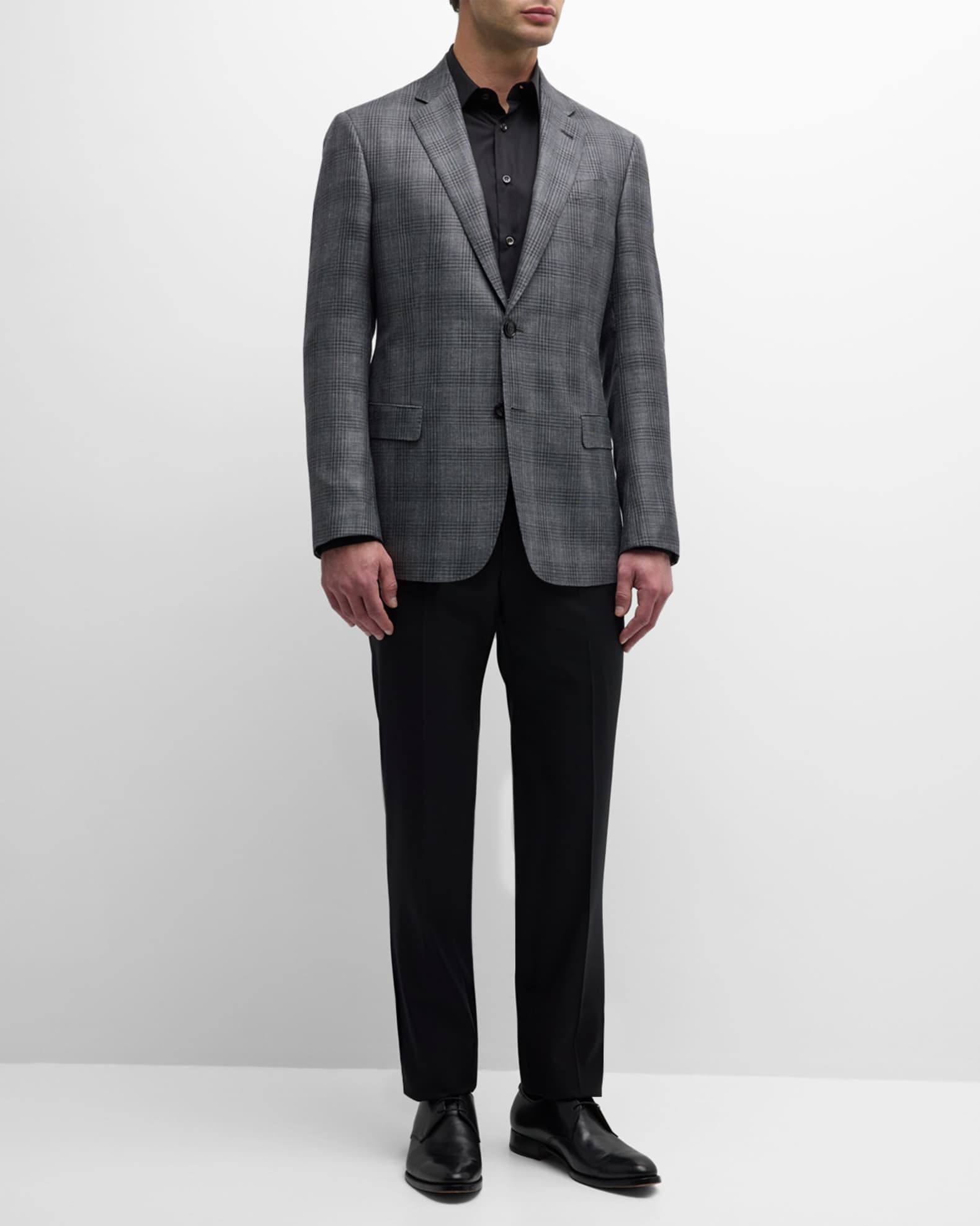 Giorgio Armani Men's Plaid Windowpane Blazer | Neiman Marcus