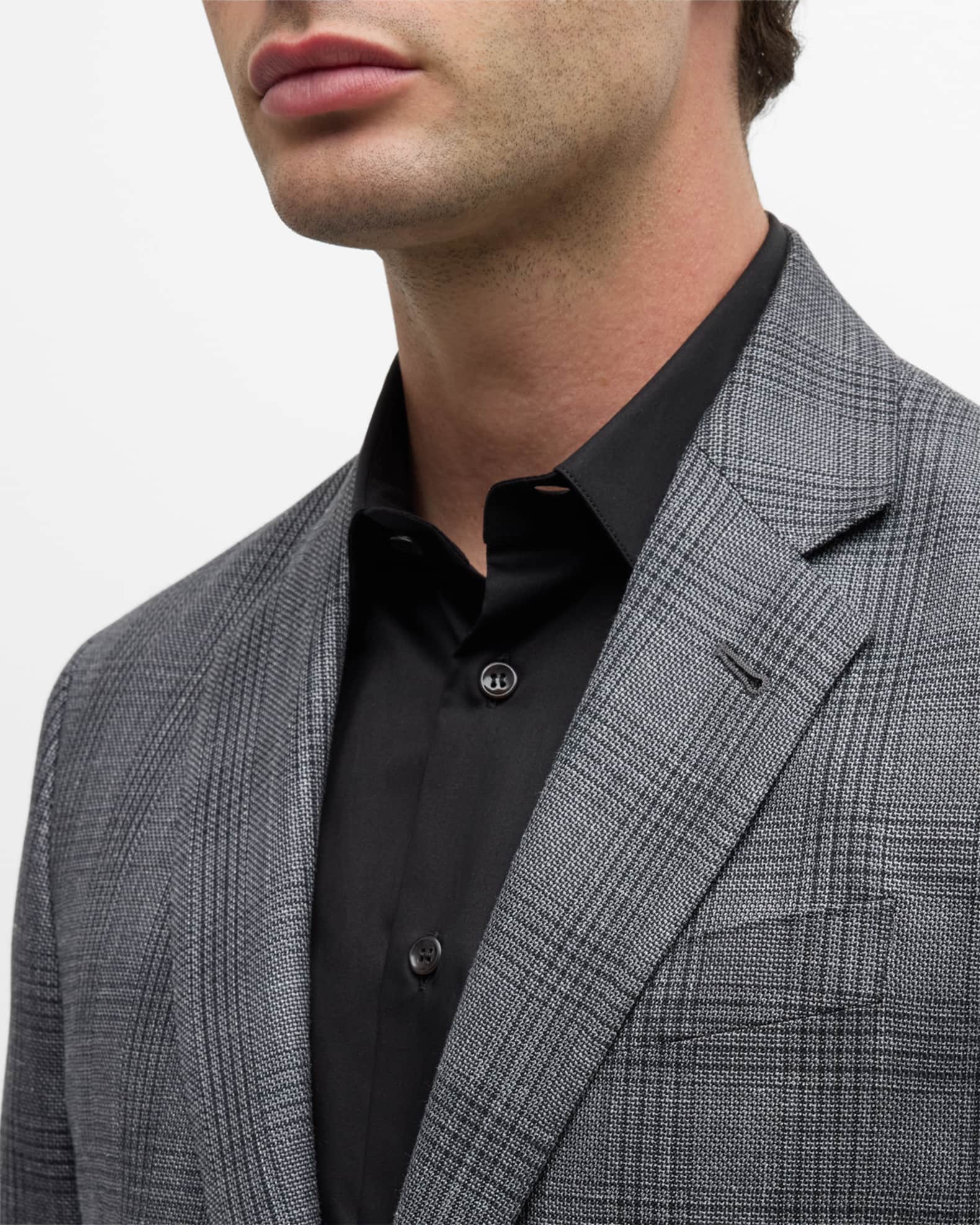 Giorgio Armani Men's Plaid Windowpane Blazer | Neiman Marcus