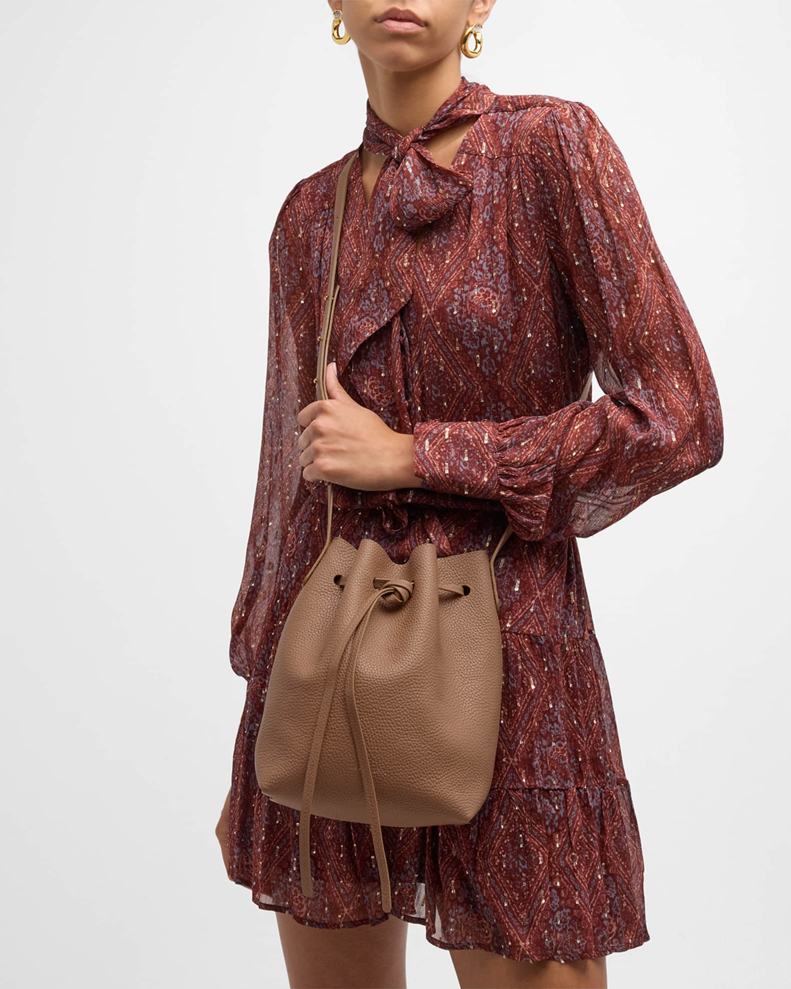 Mansur Gavriel Mini Drawstring Leather Bucket Bag | Neiman Marcus