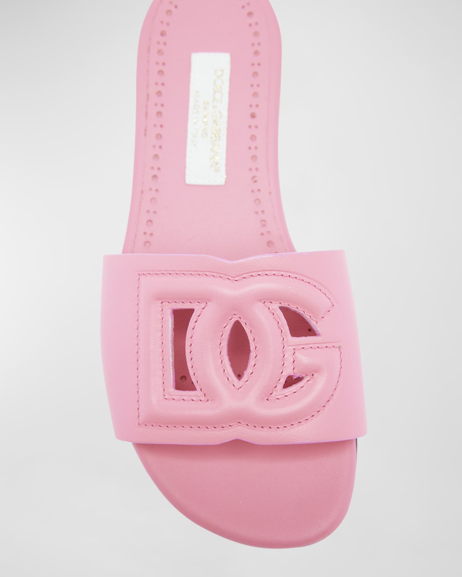 Dolce&Gabbana Girl's DG Cutout Leather Slide Sandals, Toddlers/Kids ...
