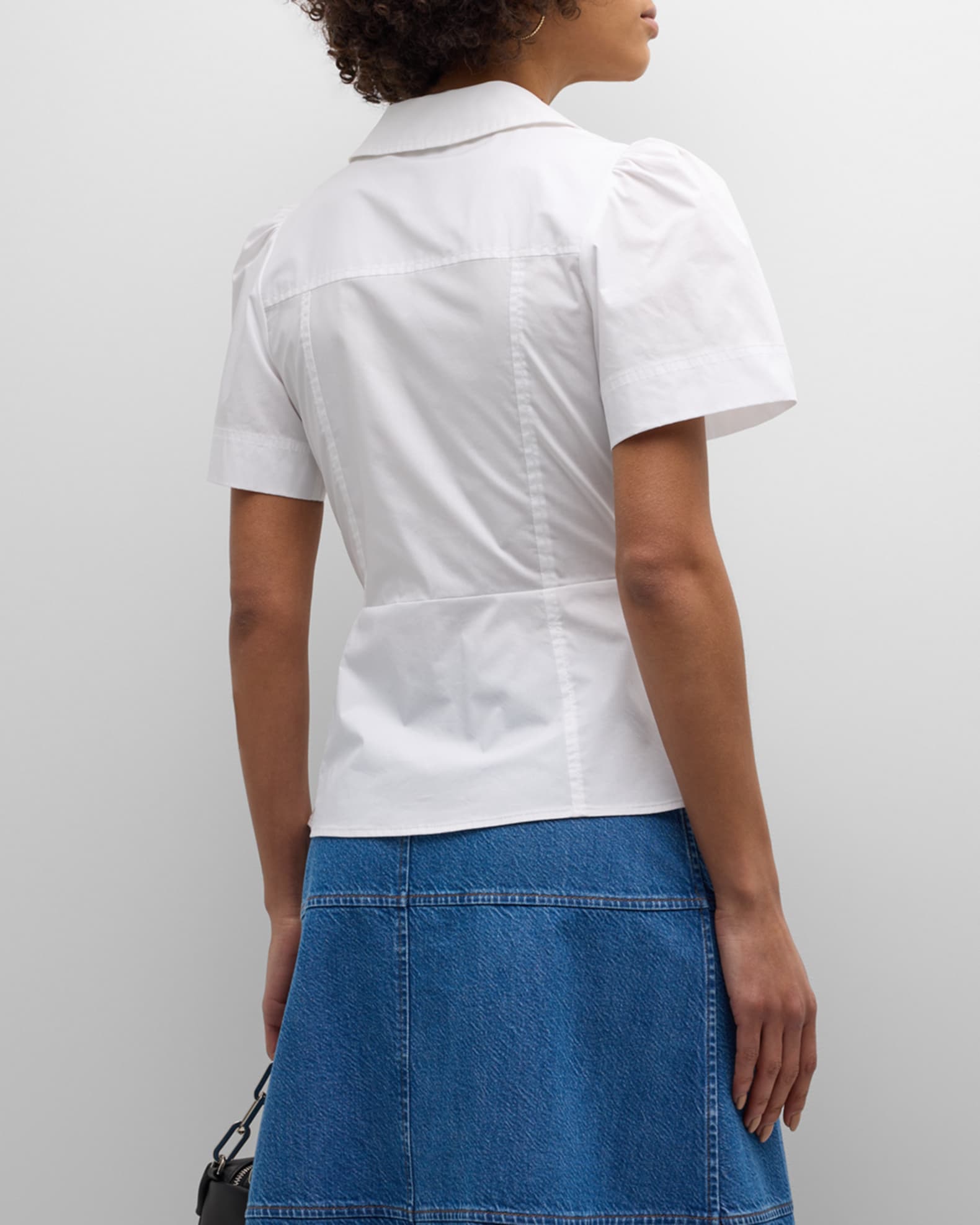 Tanya Taylor Sandra Short-Sleeve Wrap-Front Top | Neiman Marcus