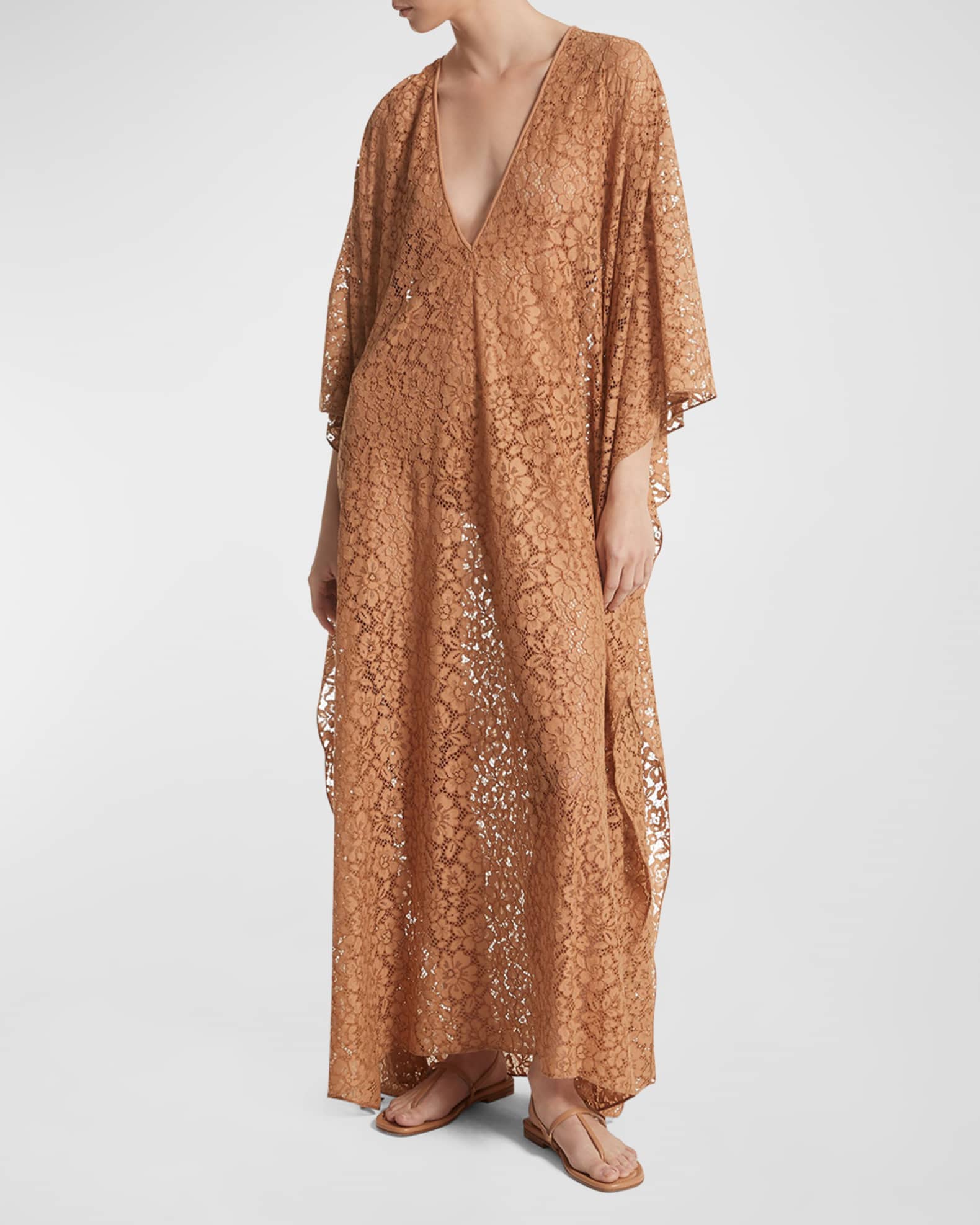 Michael Kors Collection Spring Floral Lace Caftan Dress | Neiman Marcus