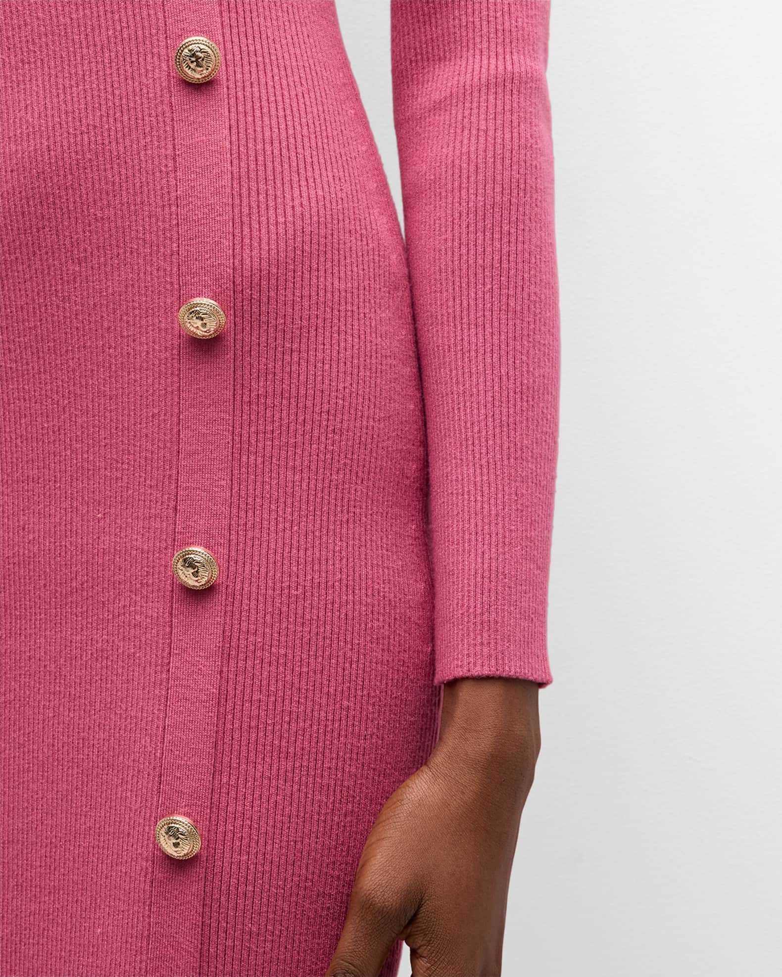 Elie Tahari The Casey Button-Down Ribbed Bodycon Midi Dress | Neiman Marcus