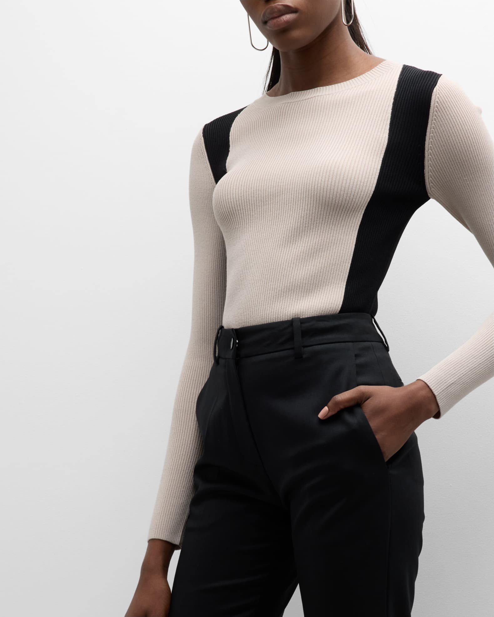 Elie Tahari The Dylan Colorblock Ribbed Knit Sweater | Neiman Marcus