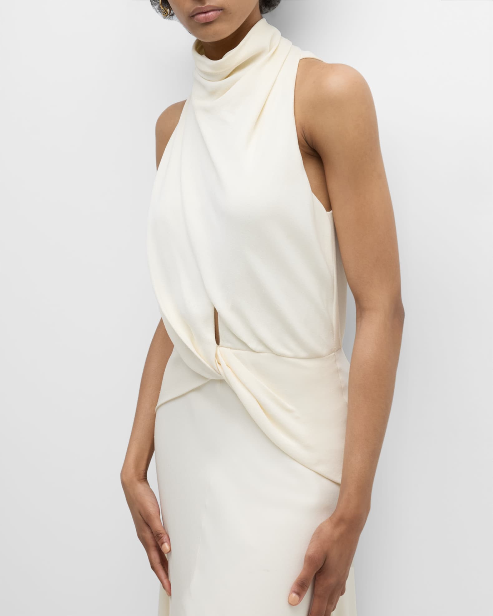 Brandon Maxwell The Valerie Draped High-Neck Maxi Dress | Neiman Marcus