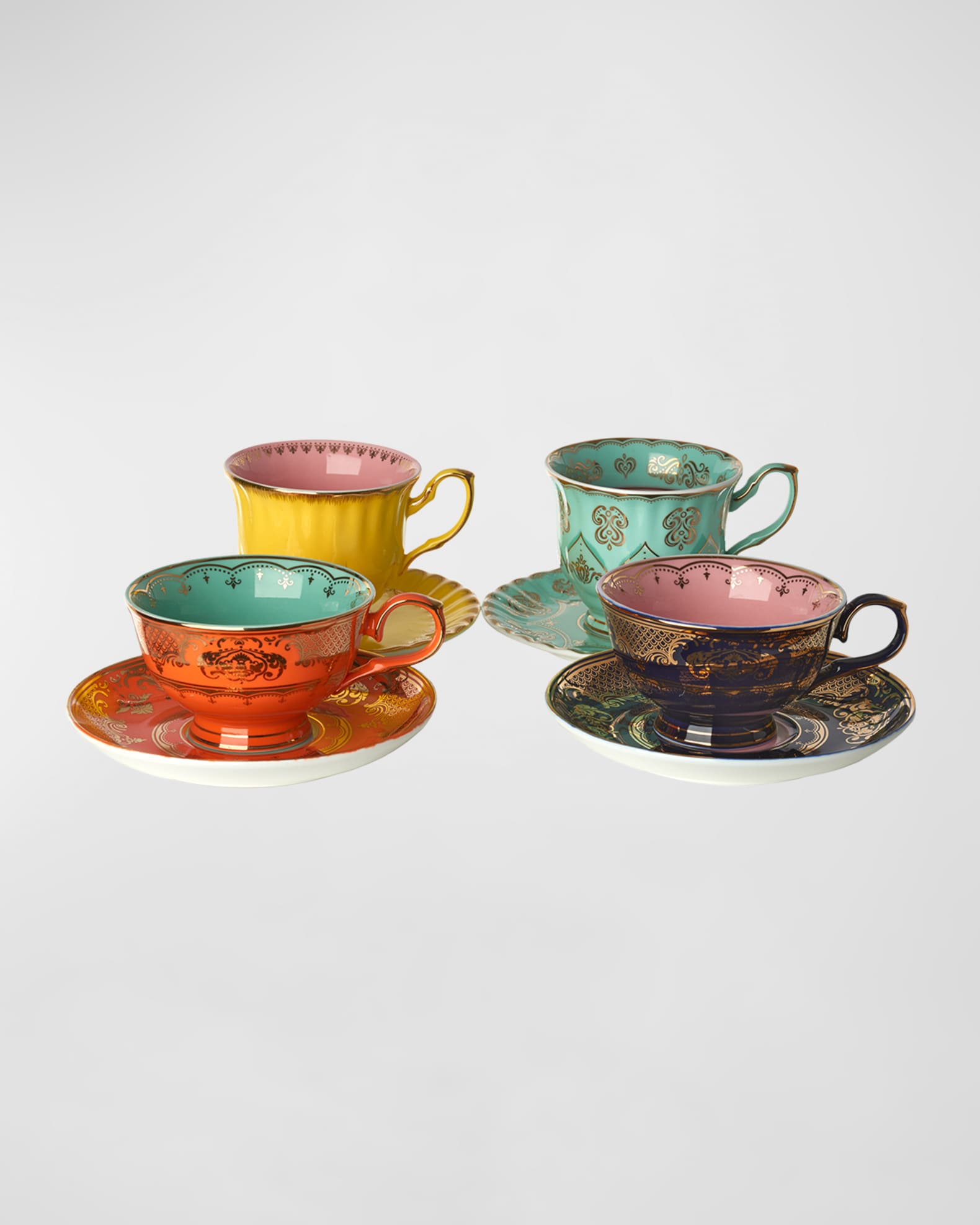 POLSPOTTEN Grandpa Tea Cups & Saucers, Set of 4 | Neiman Marcus