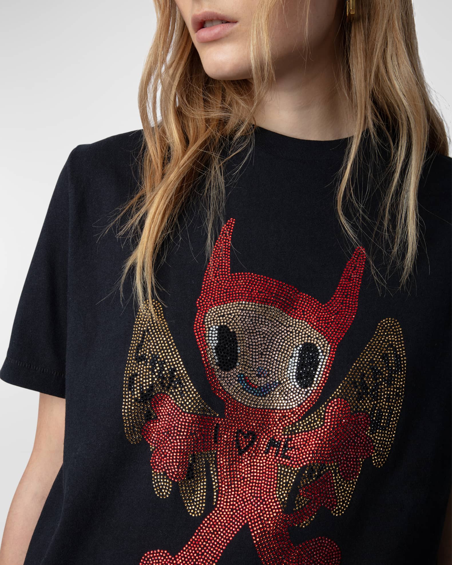 Zadig & Voltaire Edwin Devil Diamante T-Shirt | Neiman Marcus Zadig & Voltaire Edwin Devil Diamante T-Shirt | Neiman Marcus